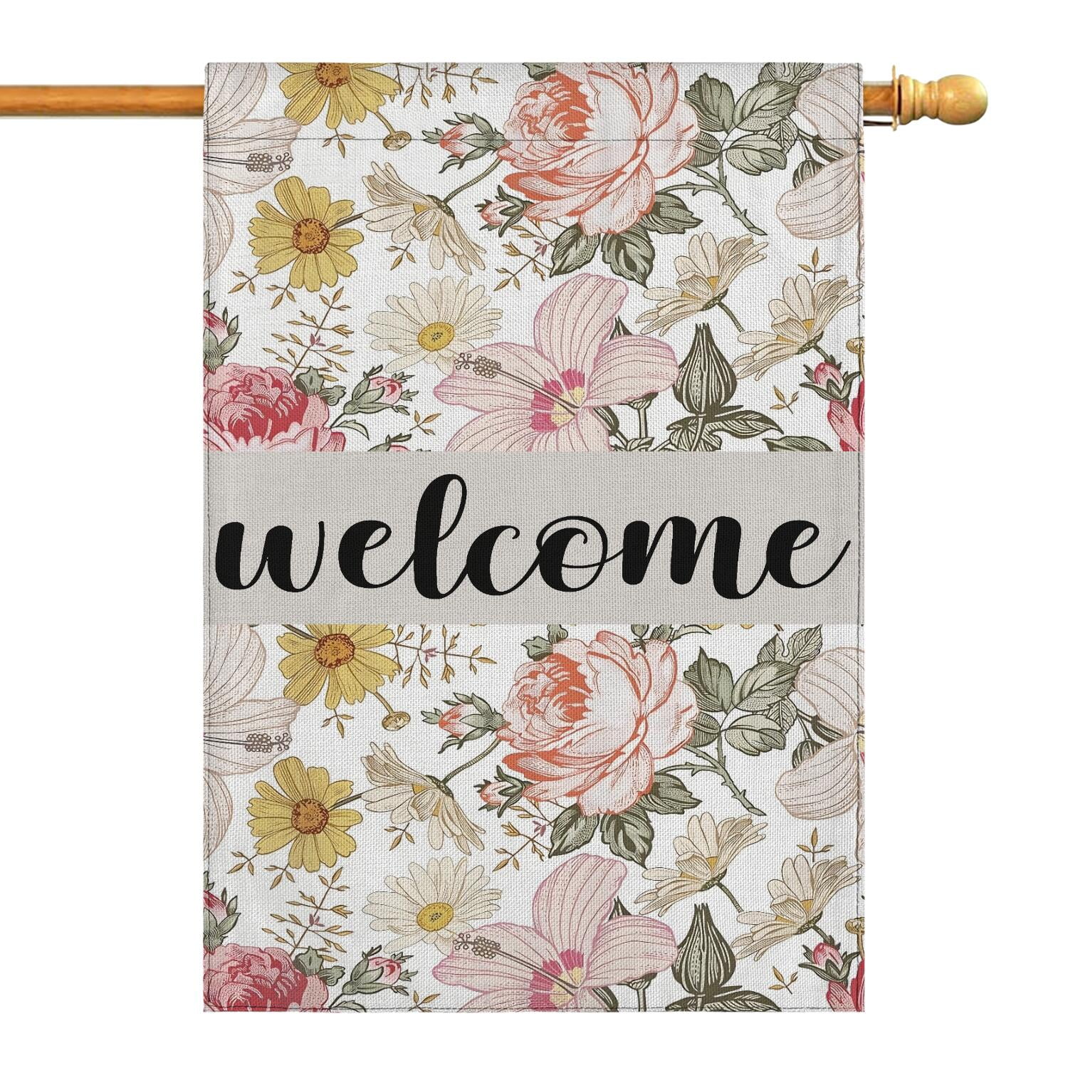 Spring Summer Multicolored Flower Leaves Garden Flag 28x40 Inch Double ...