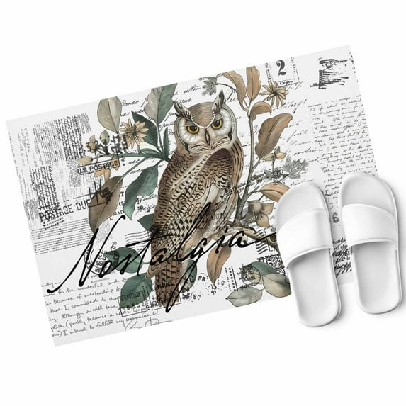 Spring Summer Owl Floral Leaves Vintage Envelope Letters White Door Mat ...