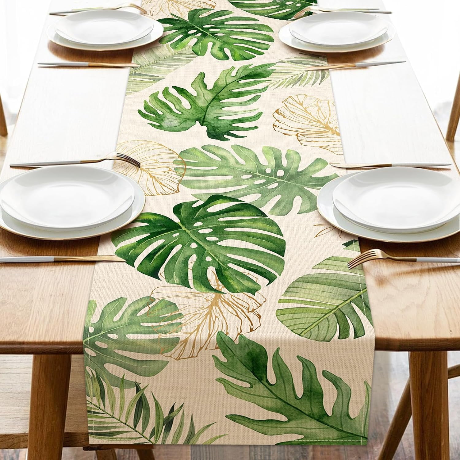 Spring Summer Palm Leaves Placemats Set of 4, Tropical Greenery ...