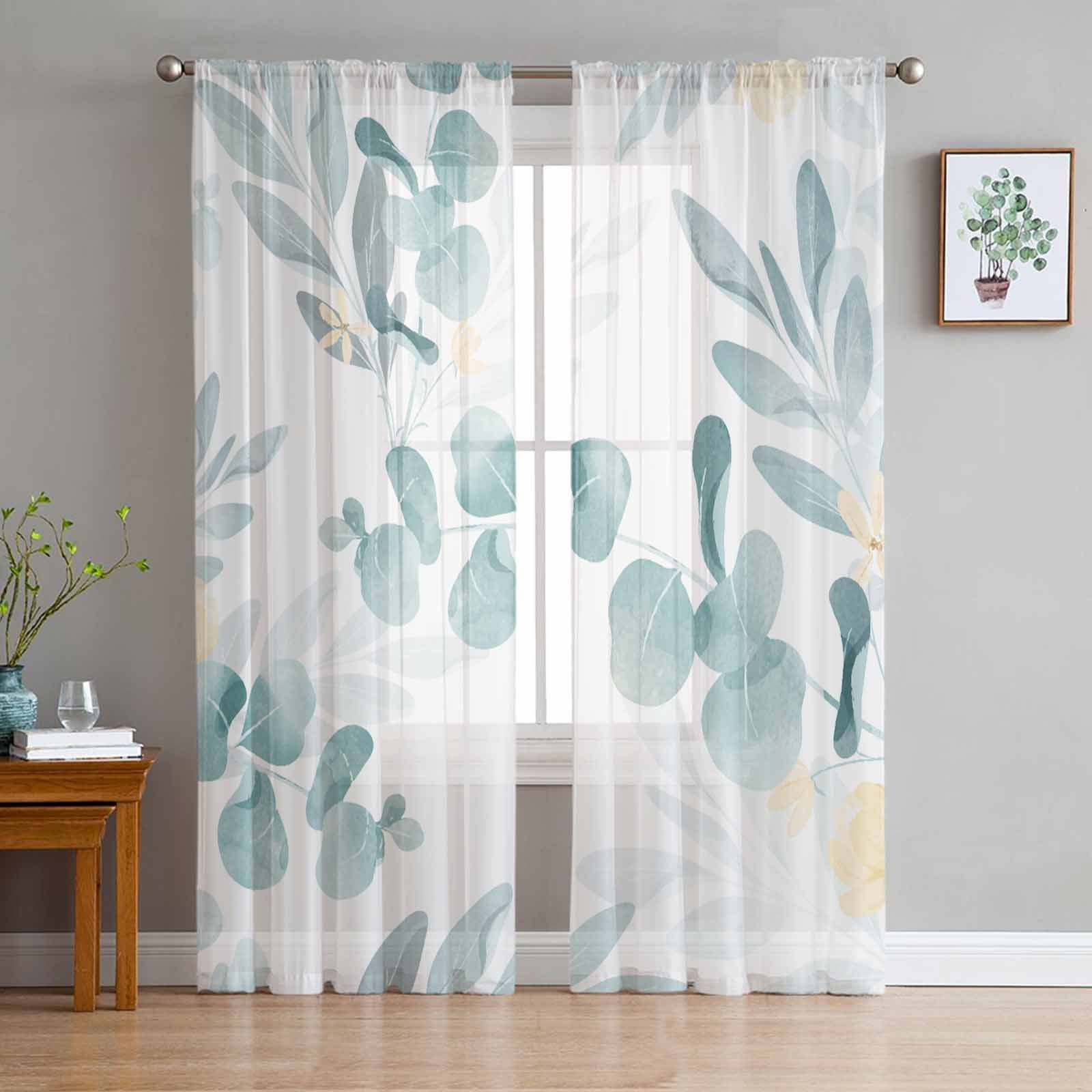 Spring Summer Plants Chamomile Bedroom Transparent Sheer Curtains ...