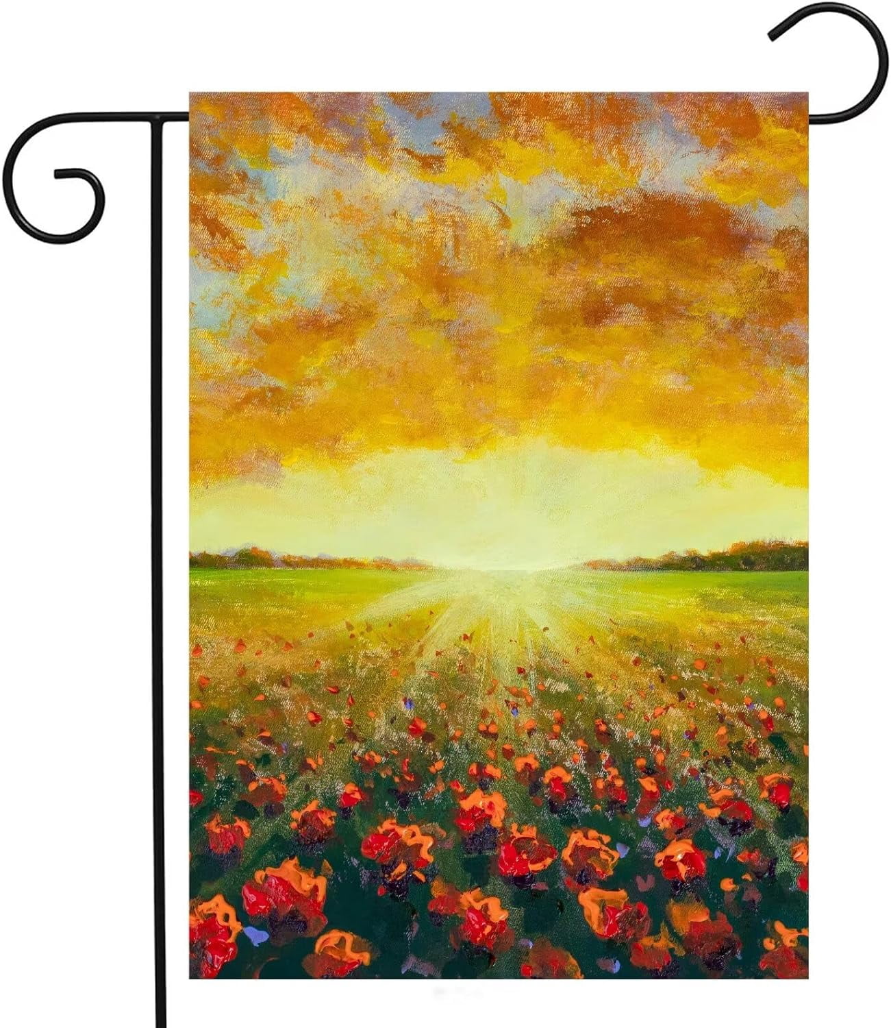 Spring Summer Red Poppy Flower Oil Painting Sunrise Floral Flowers ...