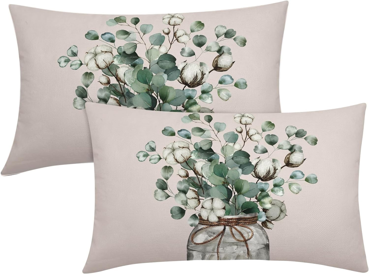 Spring Summer Sage Green Leaf Lumbar Pillow Covers 12X20 Inch ...