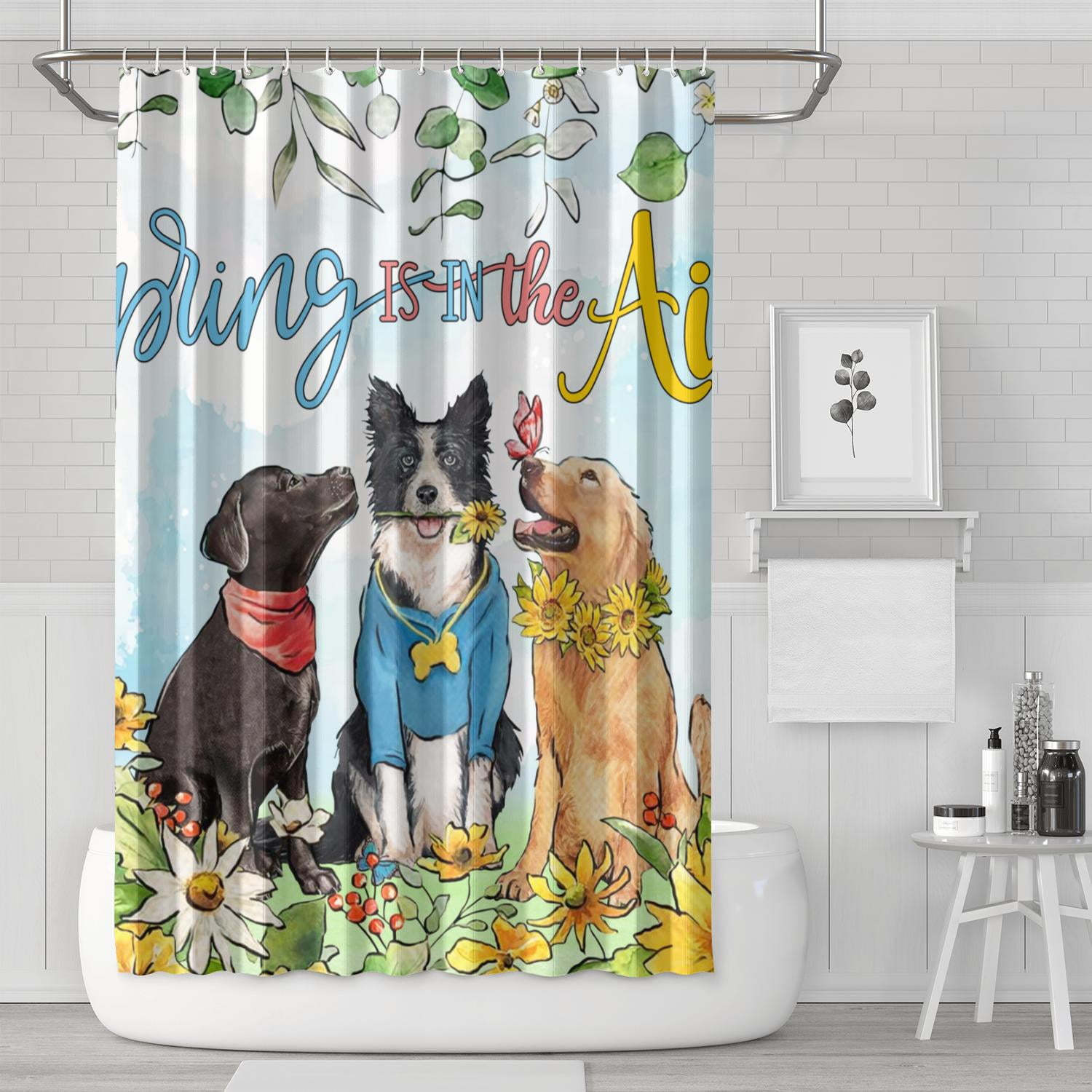 Spring Summer Shower Curtain, Eucalyptus Floral Shower Curtains for ...