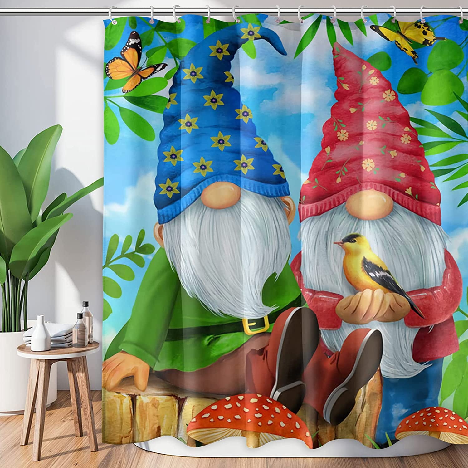 Spring Summer Shower Curtain, Spring Gnome Shower Curtains for Bathroom ...