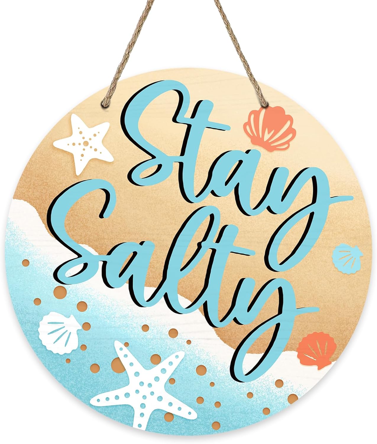 Spring Summer Stay Salty Sea Front Door Sign, Beach Coastal Starfish ...