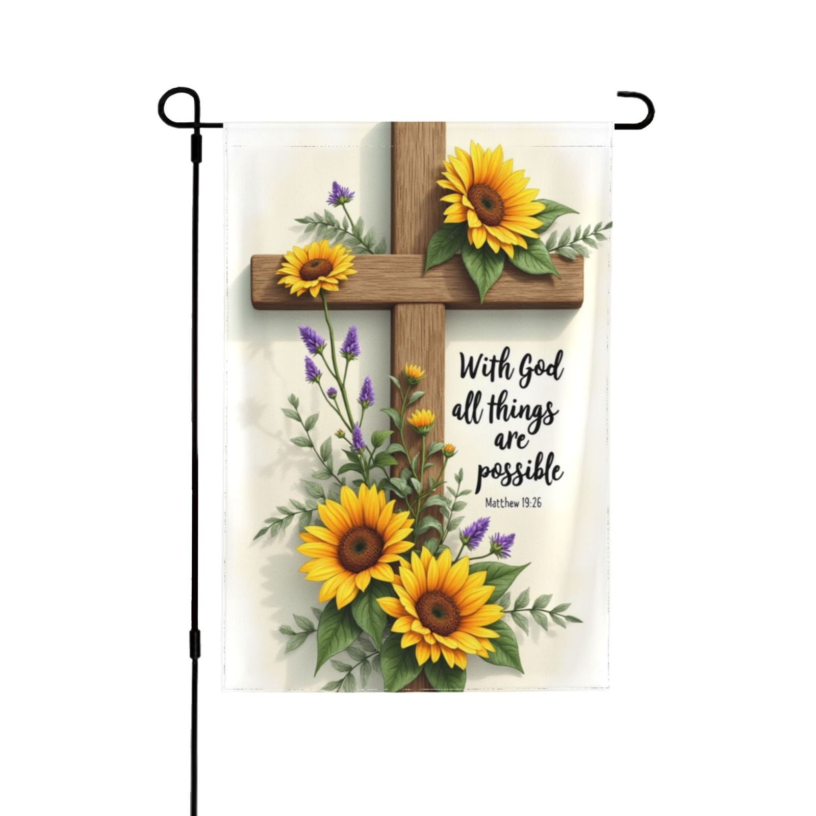 Spring Summer Sunflower Cross Garden Flag 12.5x18 Inch Double Sided ...