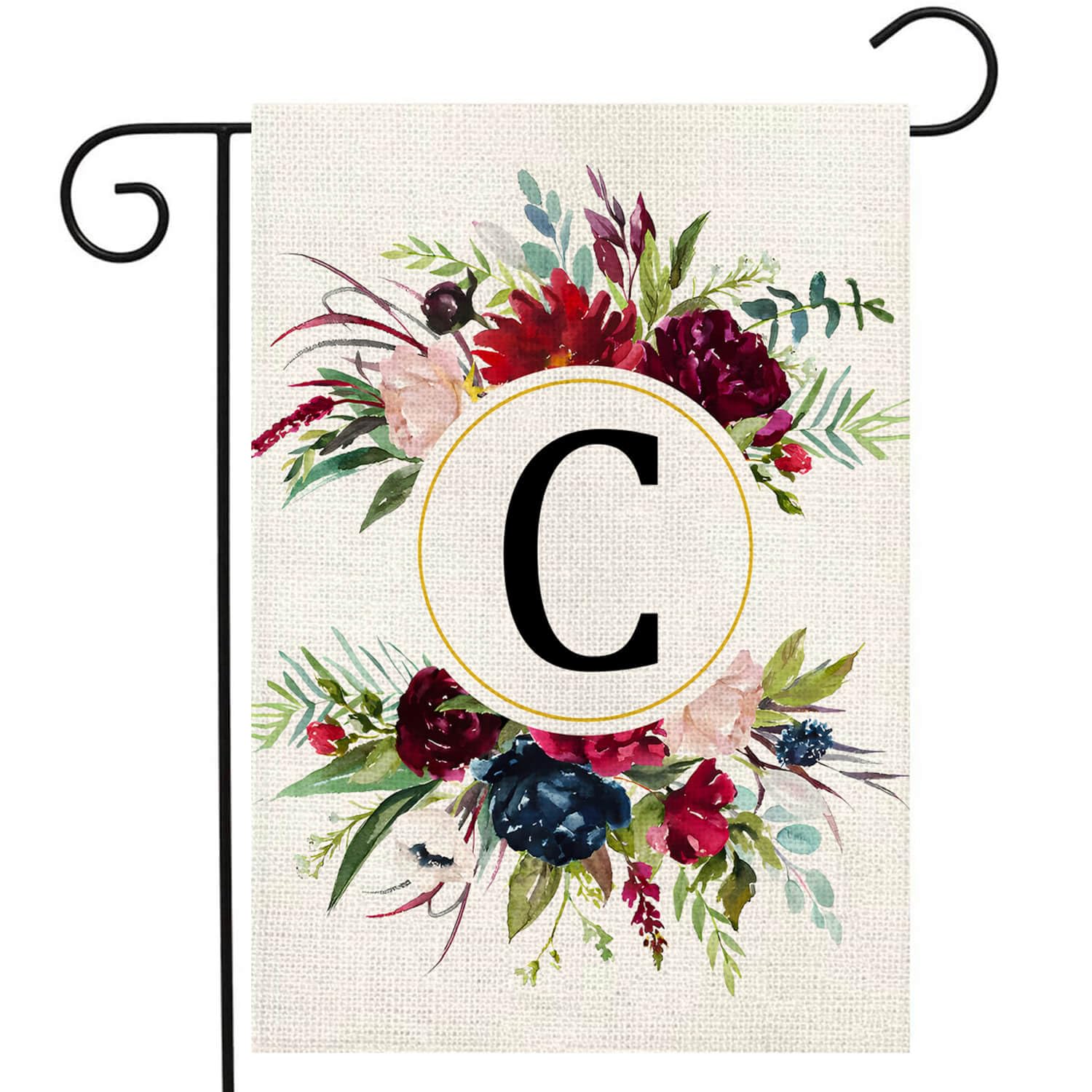 Monogram Letter Garden Flags Double Sided, Floral Yard Flags for ...