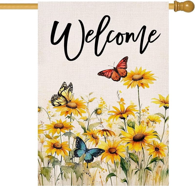 Spring Summer Sunflower House Flag Double Sided 28 x 40 Inch Floral ...