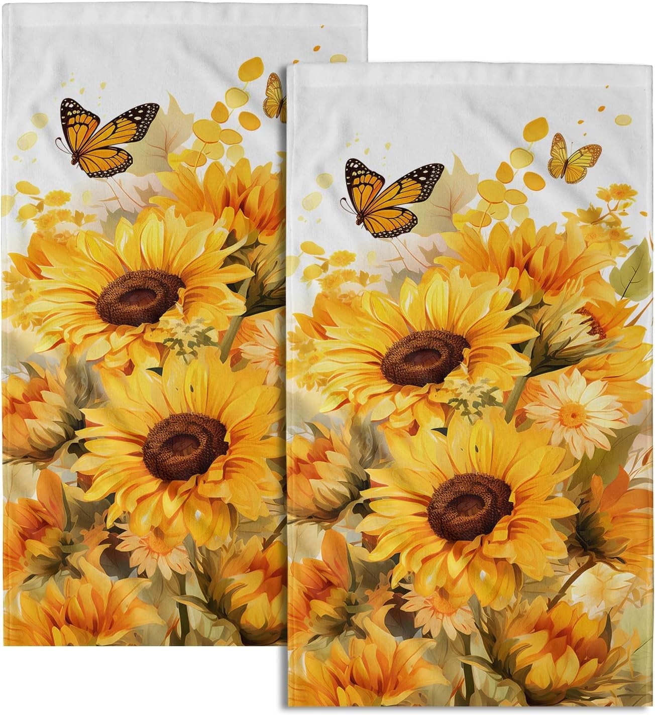 Spring Summer Sunflowers Hand Towels Yellow Floral Flower Kitchen ...