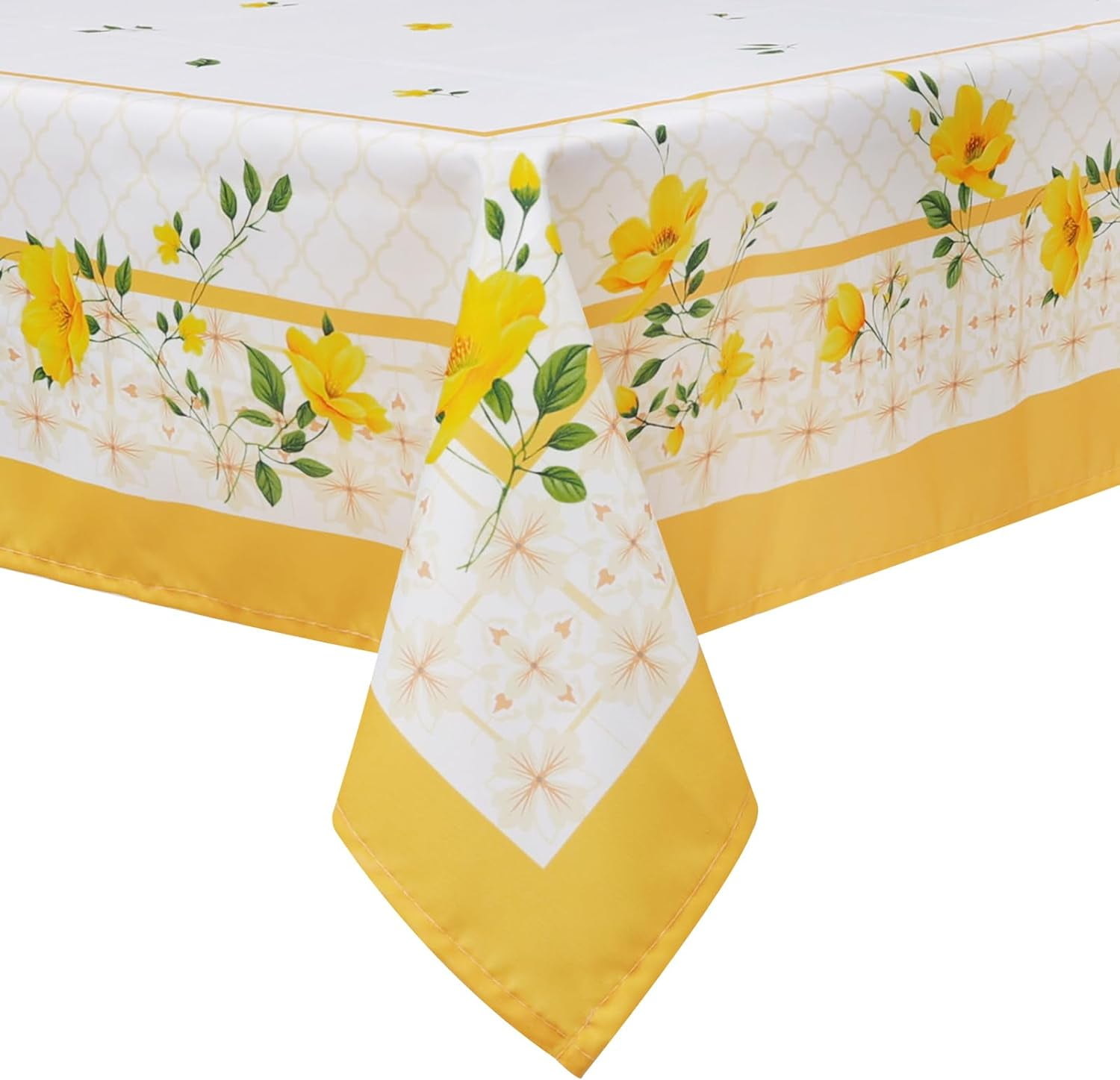 Spring Summer Tablecloth 60×84 inch, Waterproof Yellow Floral Table ...