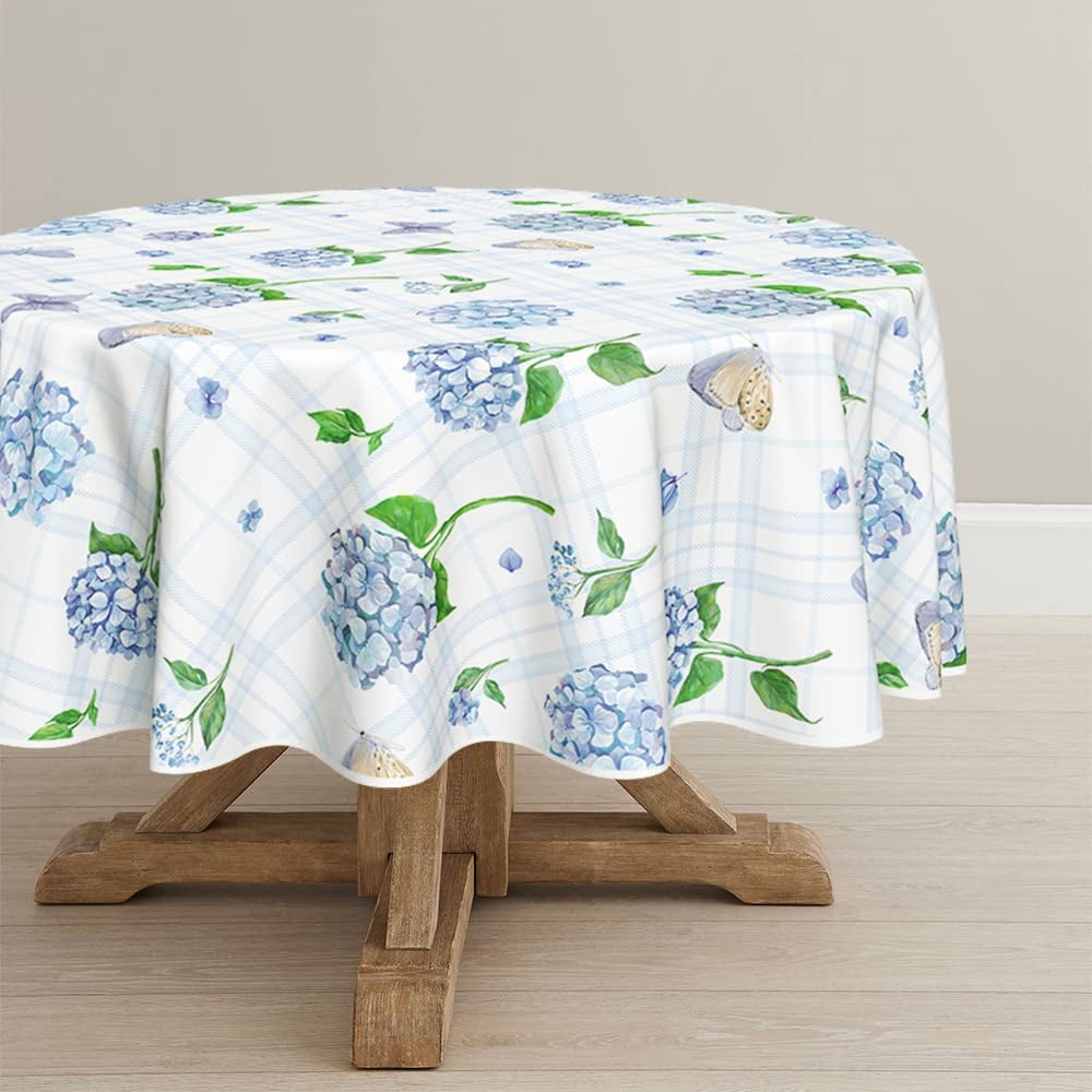 Spring Summer Tablecloth 60x60 Inch Round, Easter Watercolor Buffalo ...
