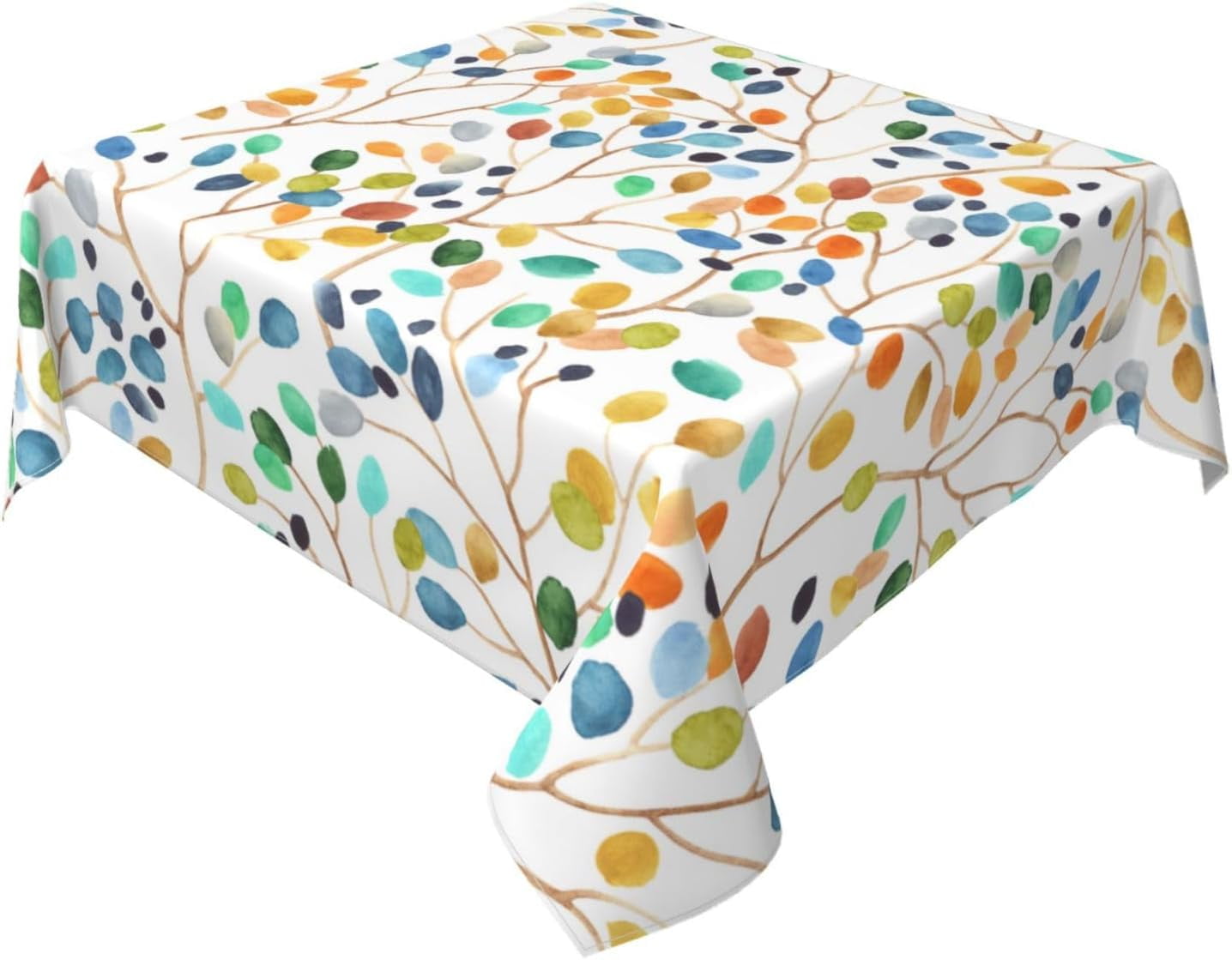 Spring Summer Tablecloth 60x60 Inch Square, Colorful Floral Leaves ...