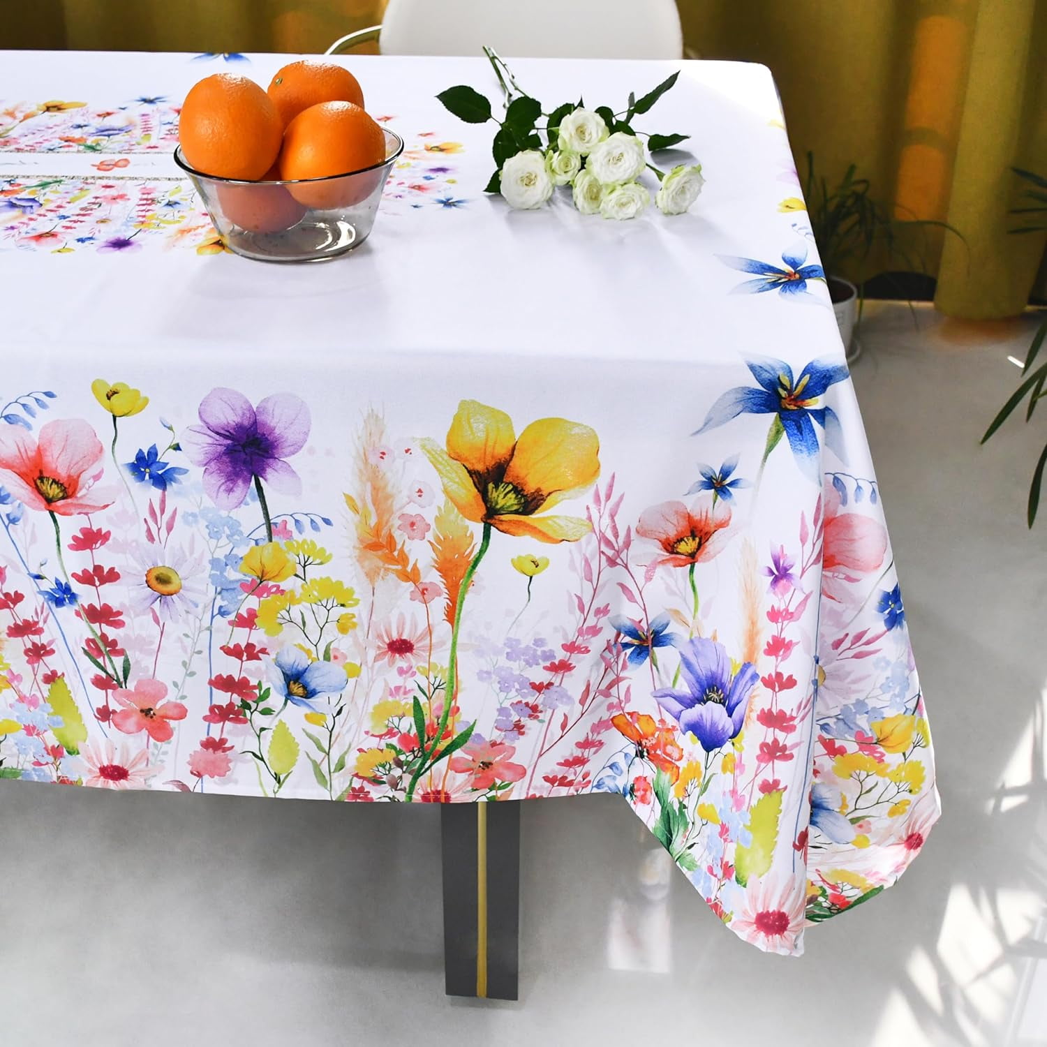 Spring Summer Tablecloth Floral Rectangle Indoor Table Cover, Farmhouse ...