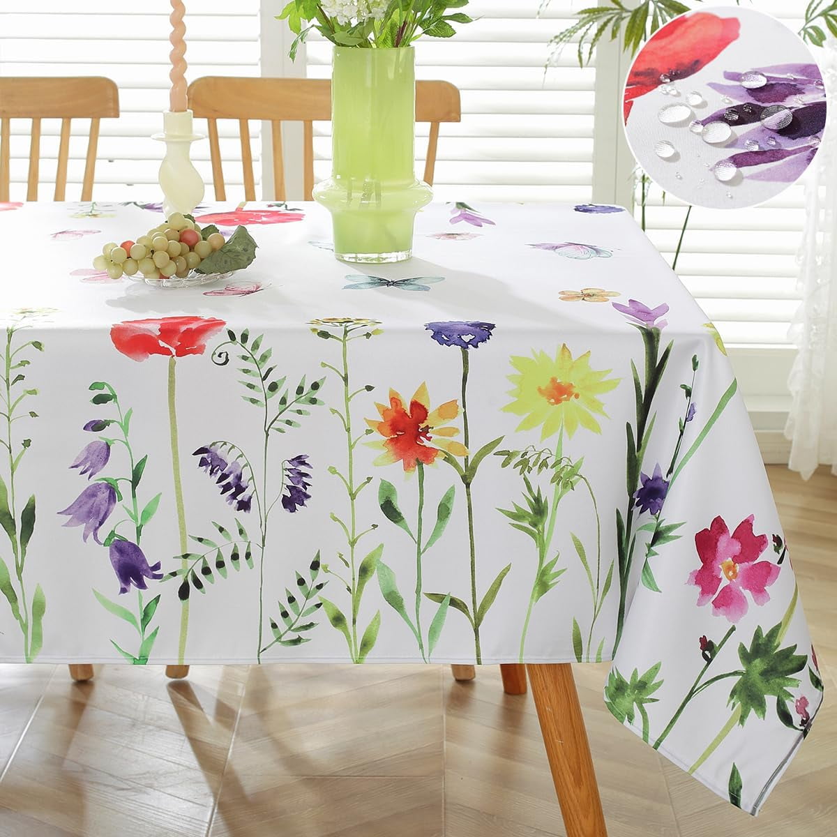 Spring Summer Tablecloth Rectangle 60 x 102 Inch Anti-Shrink Waterproof ...