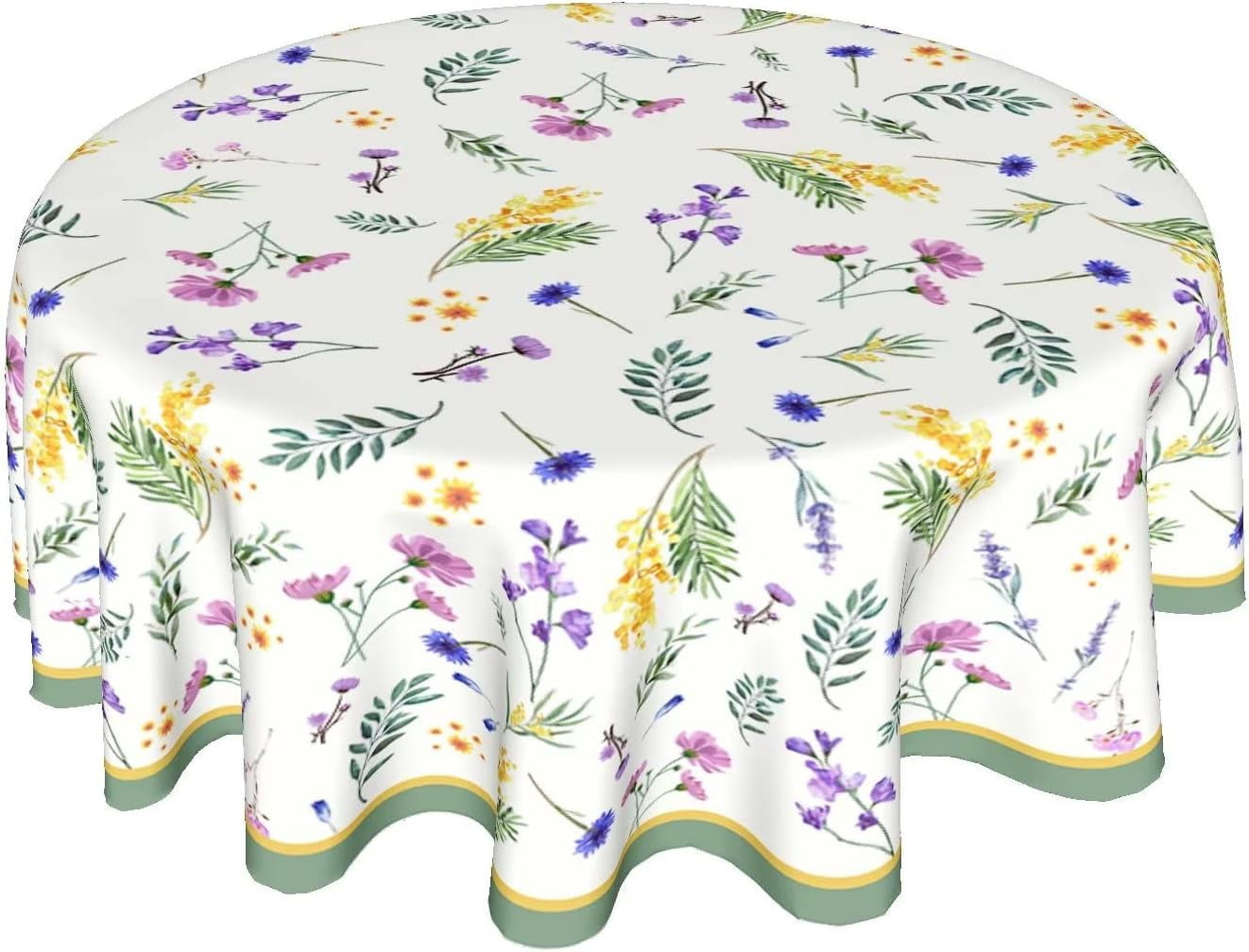 Spring Summer Tablecloth Round 60 Inch Floral Tablecloth Rustic Fabric ...