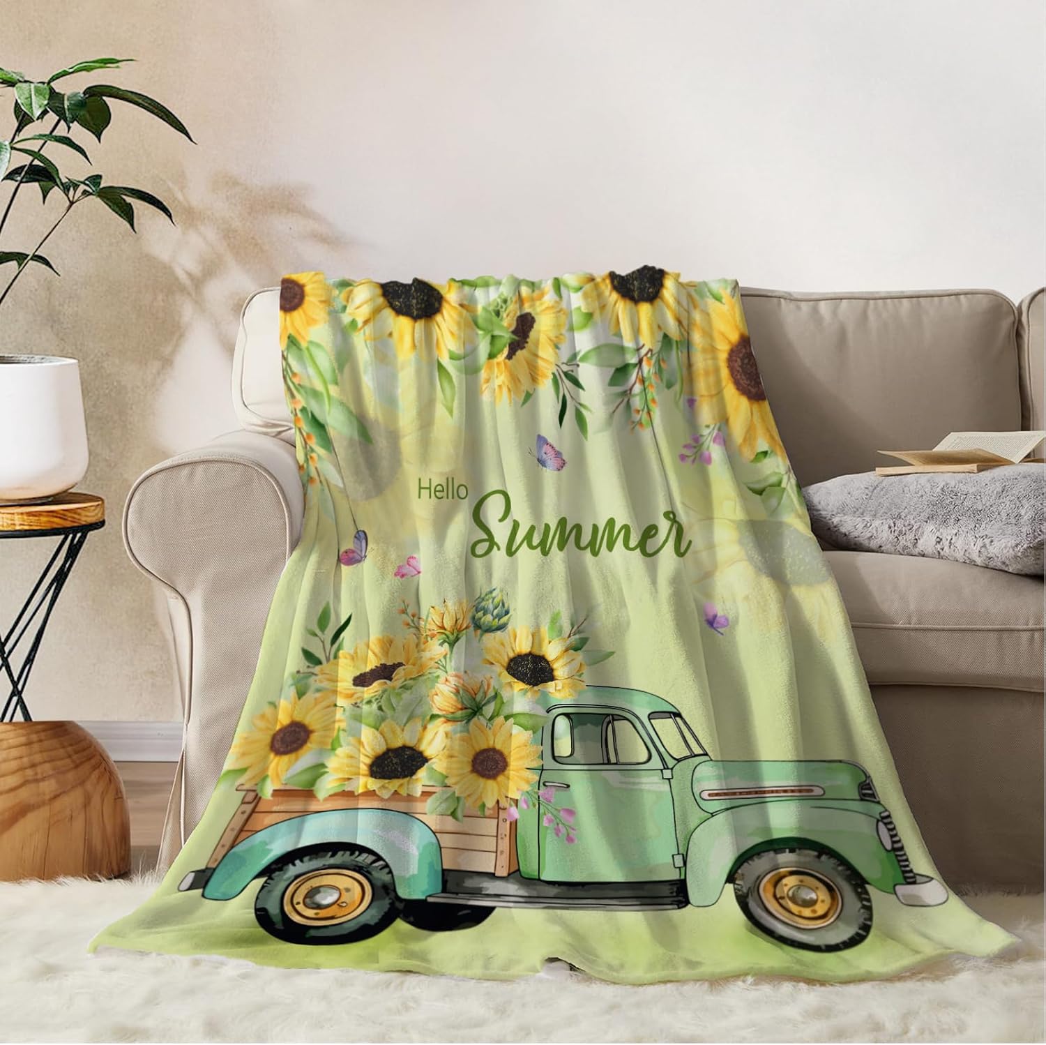 Spring Summer Throw Blanket Twin Size Farmhouse Summer Theme Blanket ...