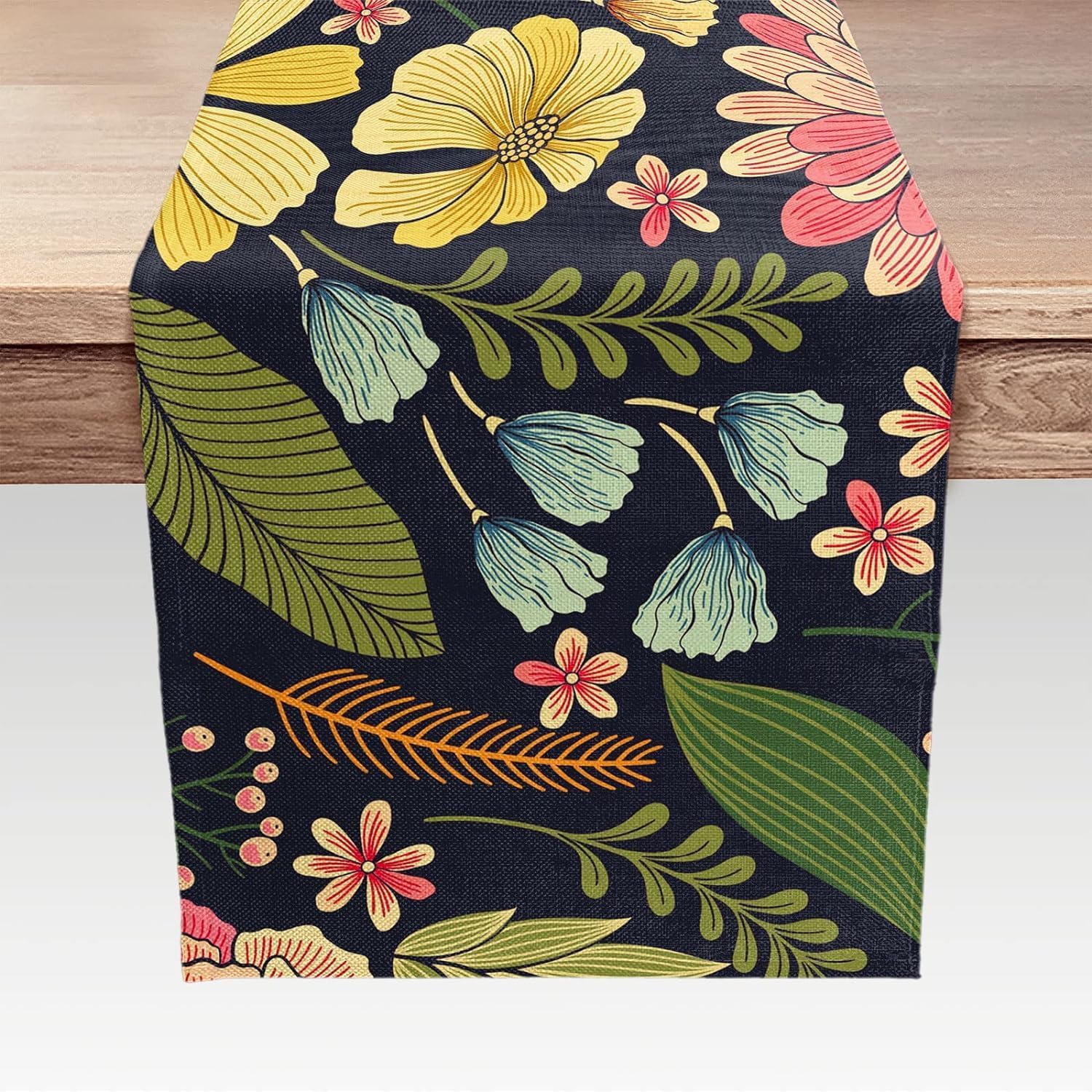 Spring Summer Tropical Table Runners, Palm Leaves and Pink Yellow ...