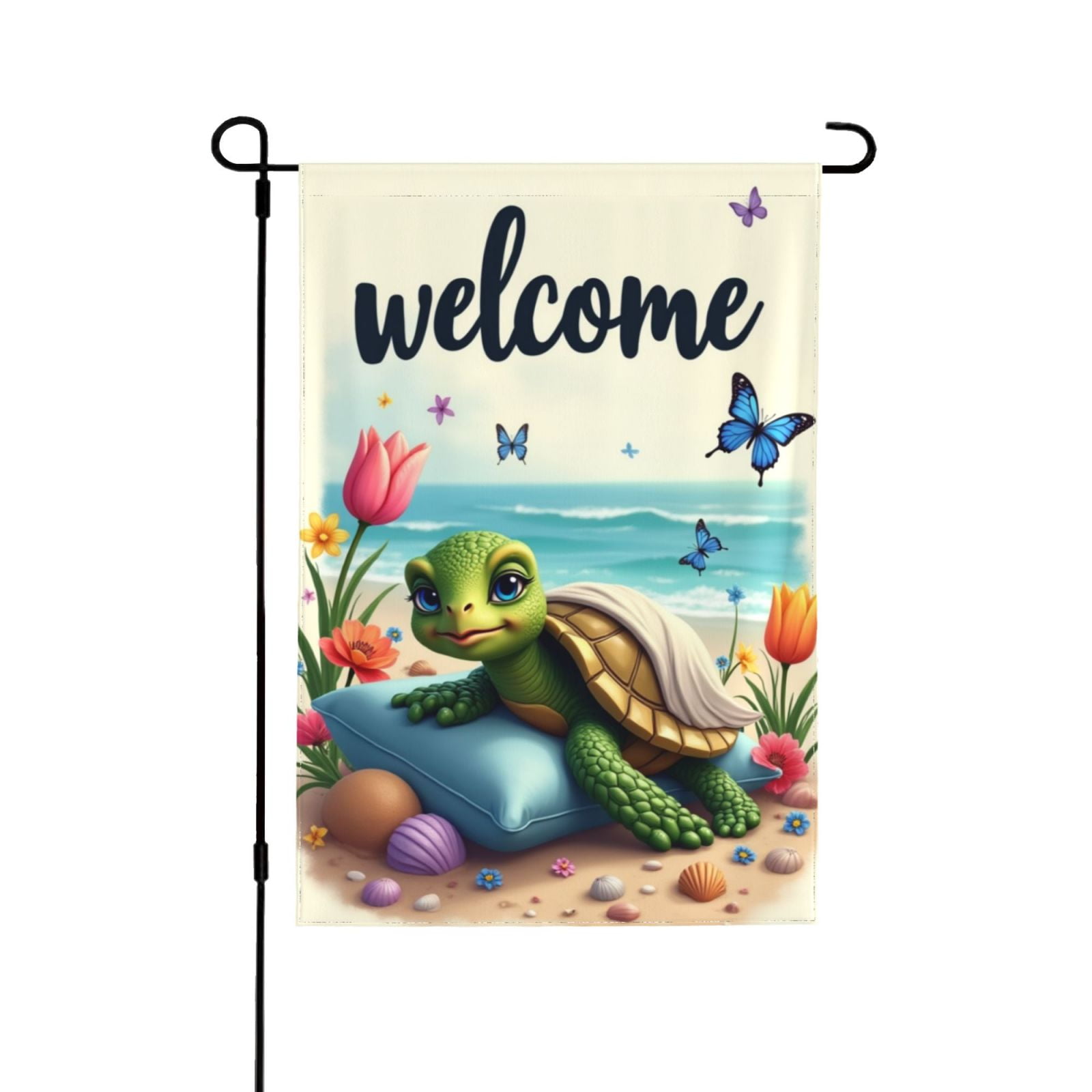 "Spring Summer Turtle Garden Flag Welcome For Outside Sea Turtle On ...