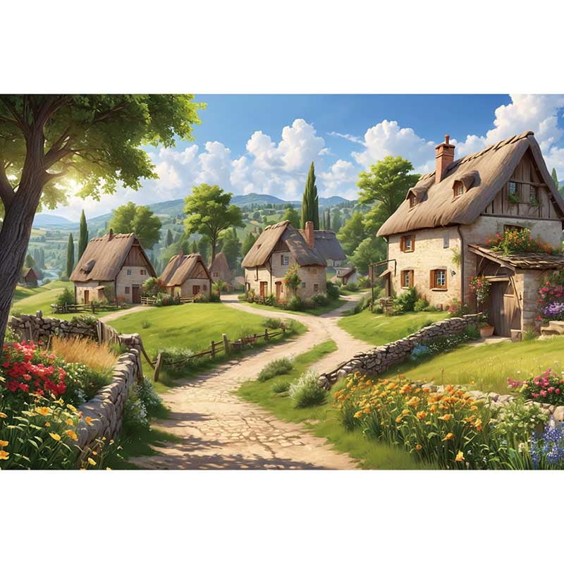 Spring Summer Village Home Backdrop Natural Rural Country Sce ...