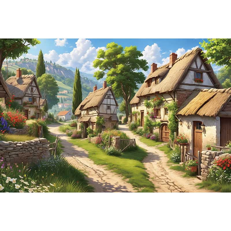 Spring Summer Village Home Backdrop Natural Rural Country Sce ...