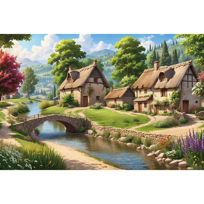 Spring Summer Village Home Backdrop Natural Rural Country Sce ...