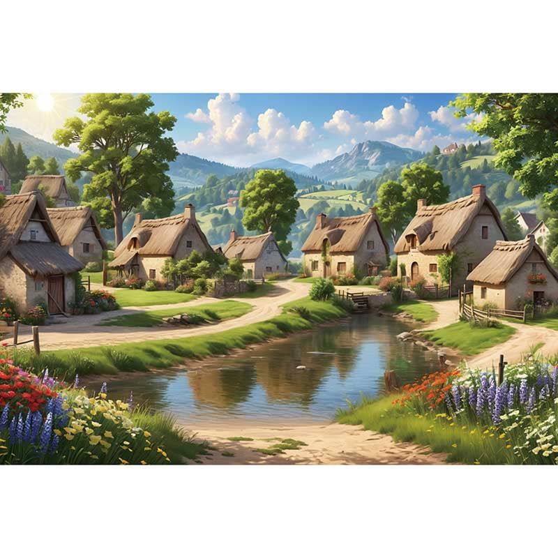 Spring Summer Village Home Backdrop Natural Rural Country Sce ...