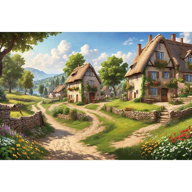 Spring Summer Village Home Backdrop Natural Rural Country Sce ...