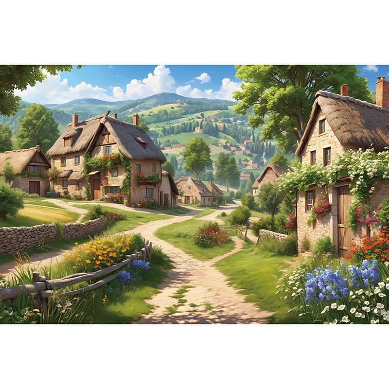 Spring Summer Village Home Backdrop Natural Rural Country Sce ...