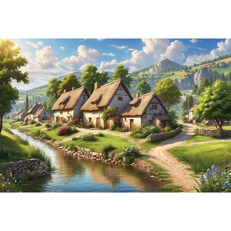 Spring Summer Village Home Backdrop Natural Rural Country Sce ...