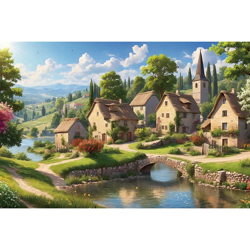 Spring Summer Village Home Backdrop Natural Rural Country Sce ...