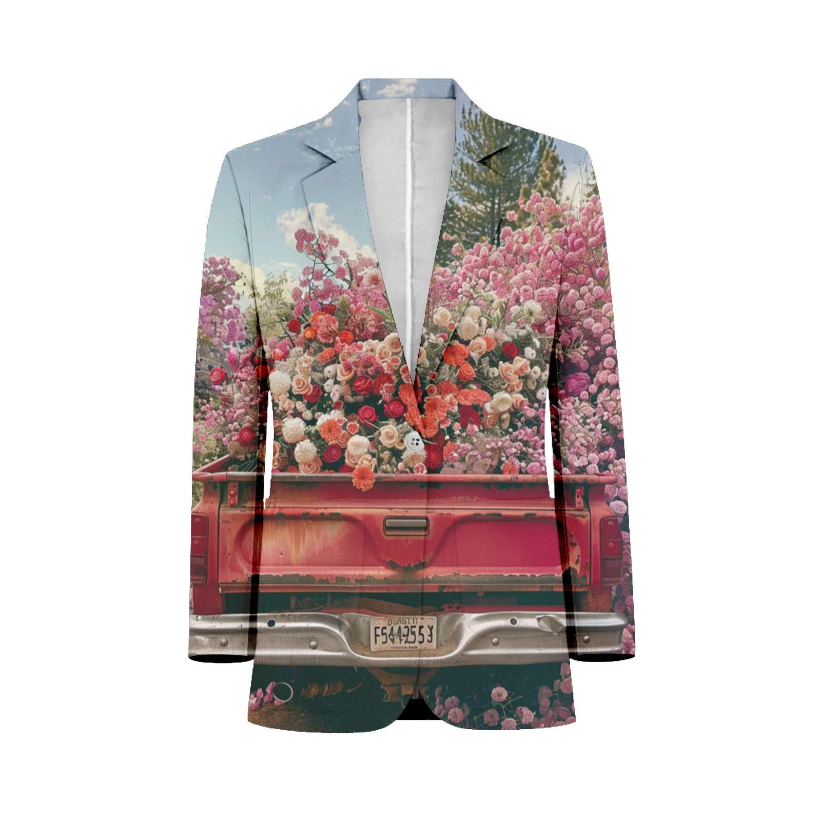 Spring Summer Vintage Truck Pickup Wild Flowers Customized Men's Suits ...