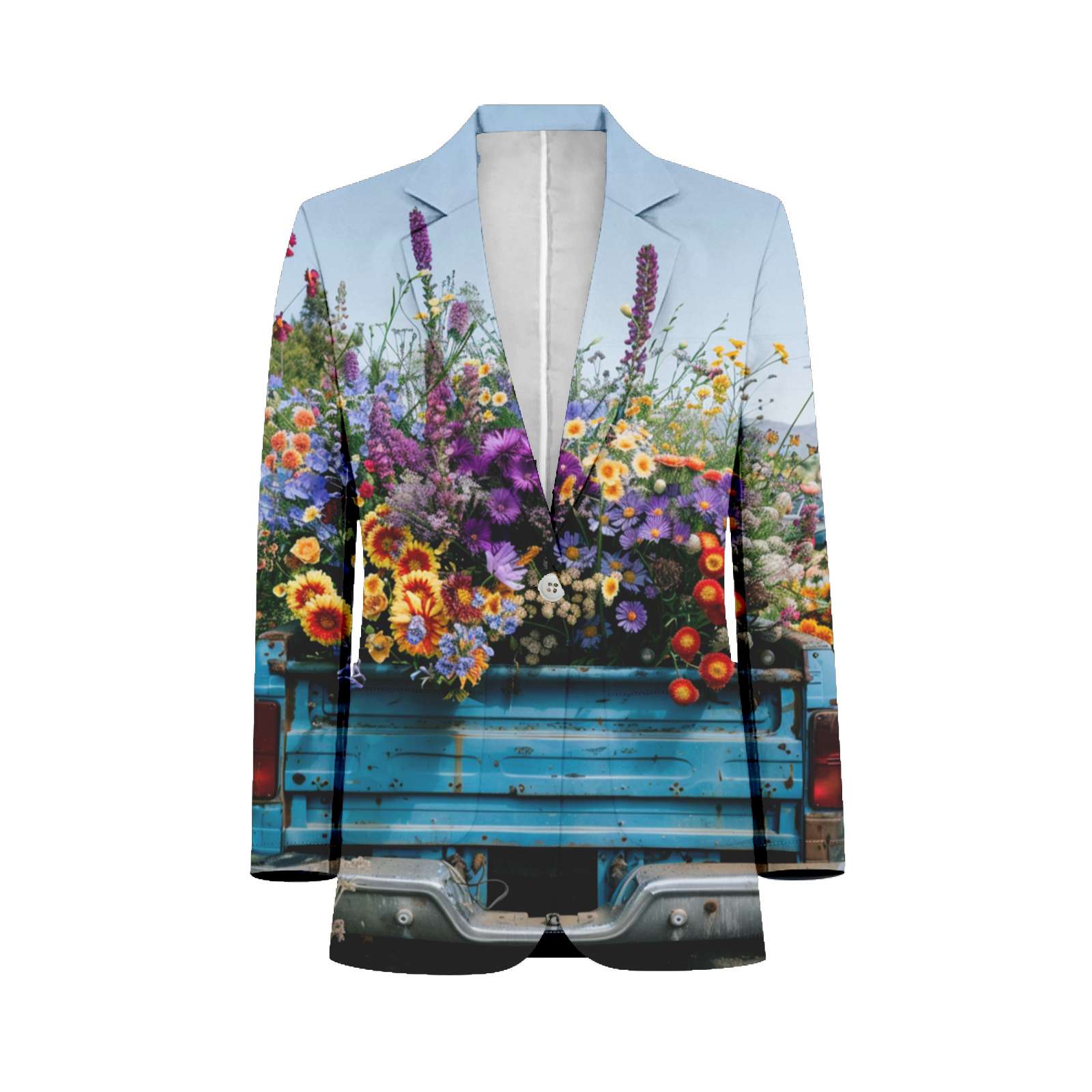 Spring Summer Vintage Truck Pickup Wild Flowers Mens Suits Shawl Collar ...