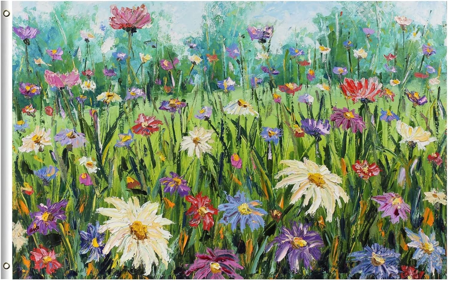 Spring Summer Watercolor Wild Floral Daisy Flowers Seasonal Nature Flag ...