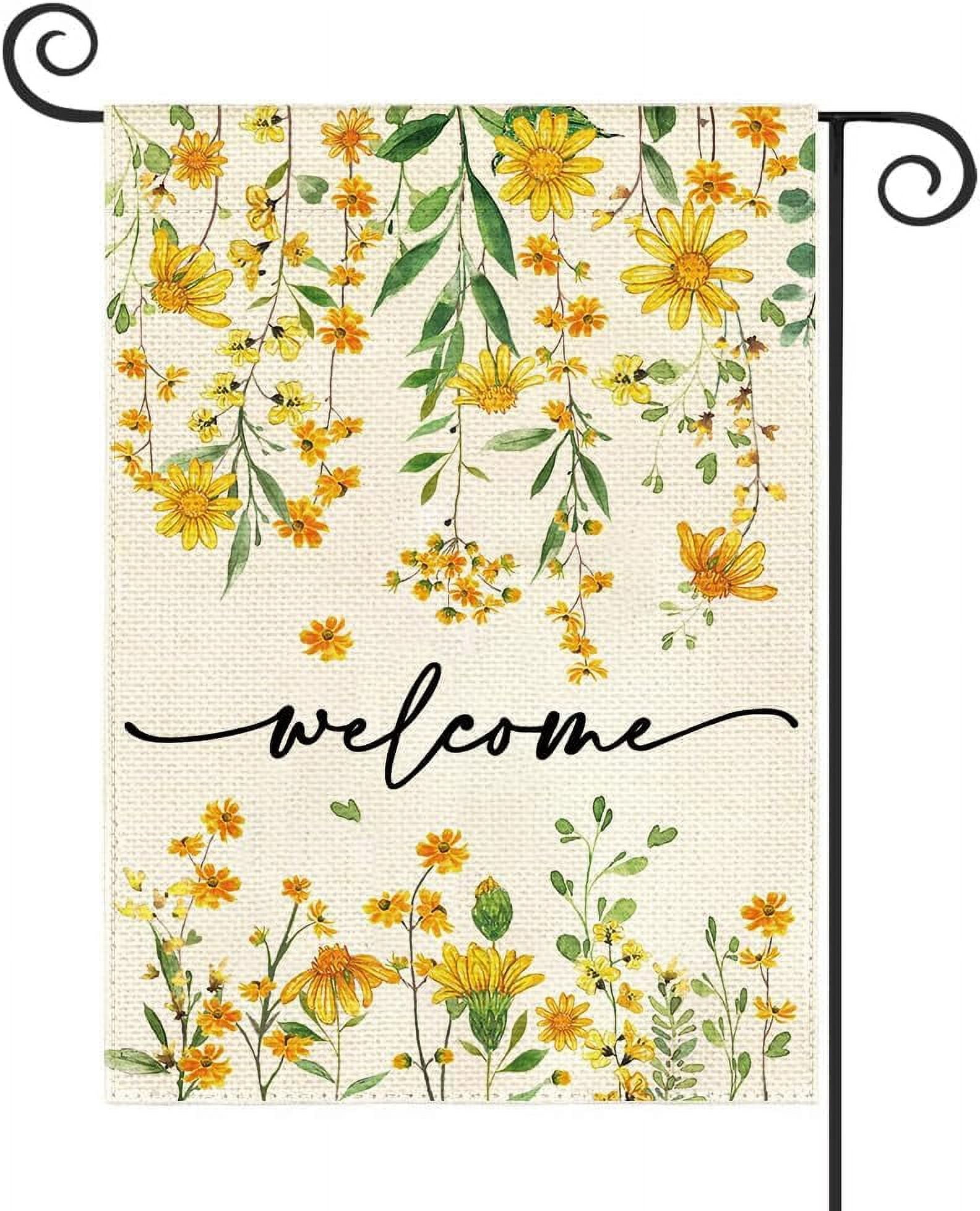 Spring Summer Welcome Garden Flag Double Sided Daisy Seasonal Floral ...