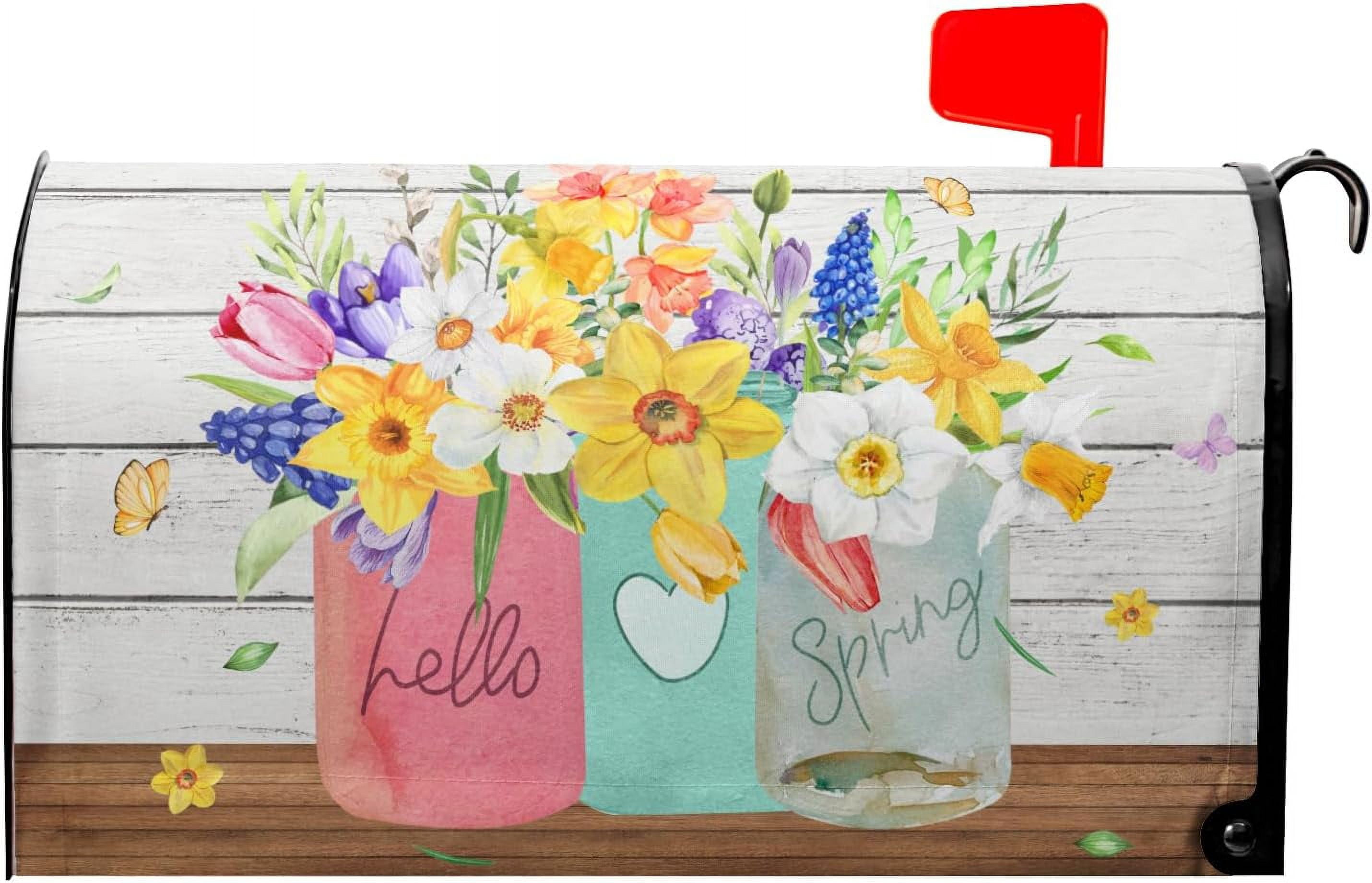 Spring Summer Welcome Magnetic Mailbox Cover | Hello Spring Floral ...
