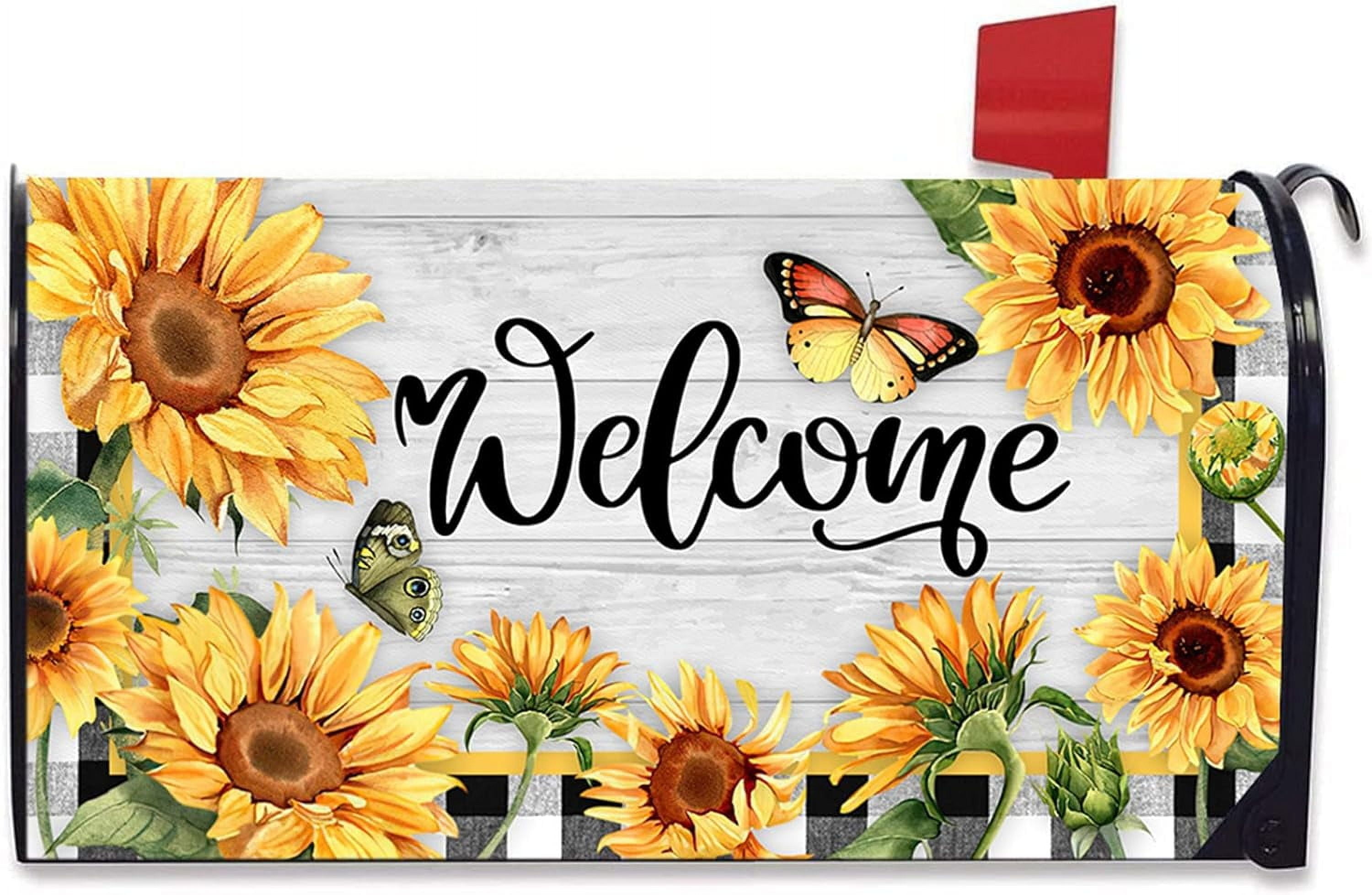 Spring Summer Welcome Mailbox Cover Magnetic 21"x18" Sunflower ...