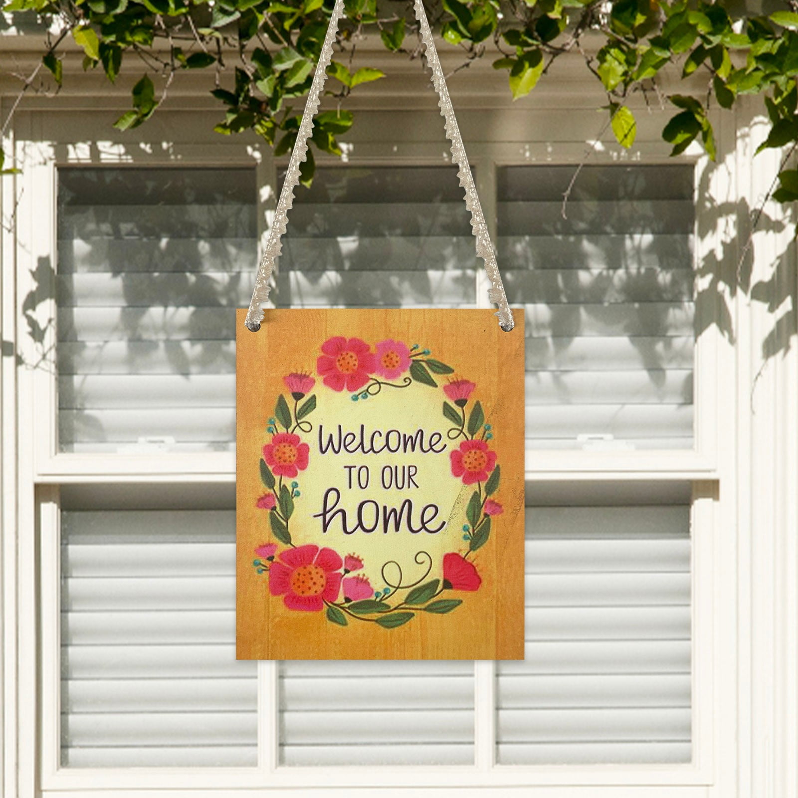 (Spring and Summer Welcome Sign Door Decoration) Hanging a House Sign ...