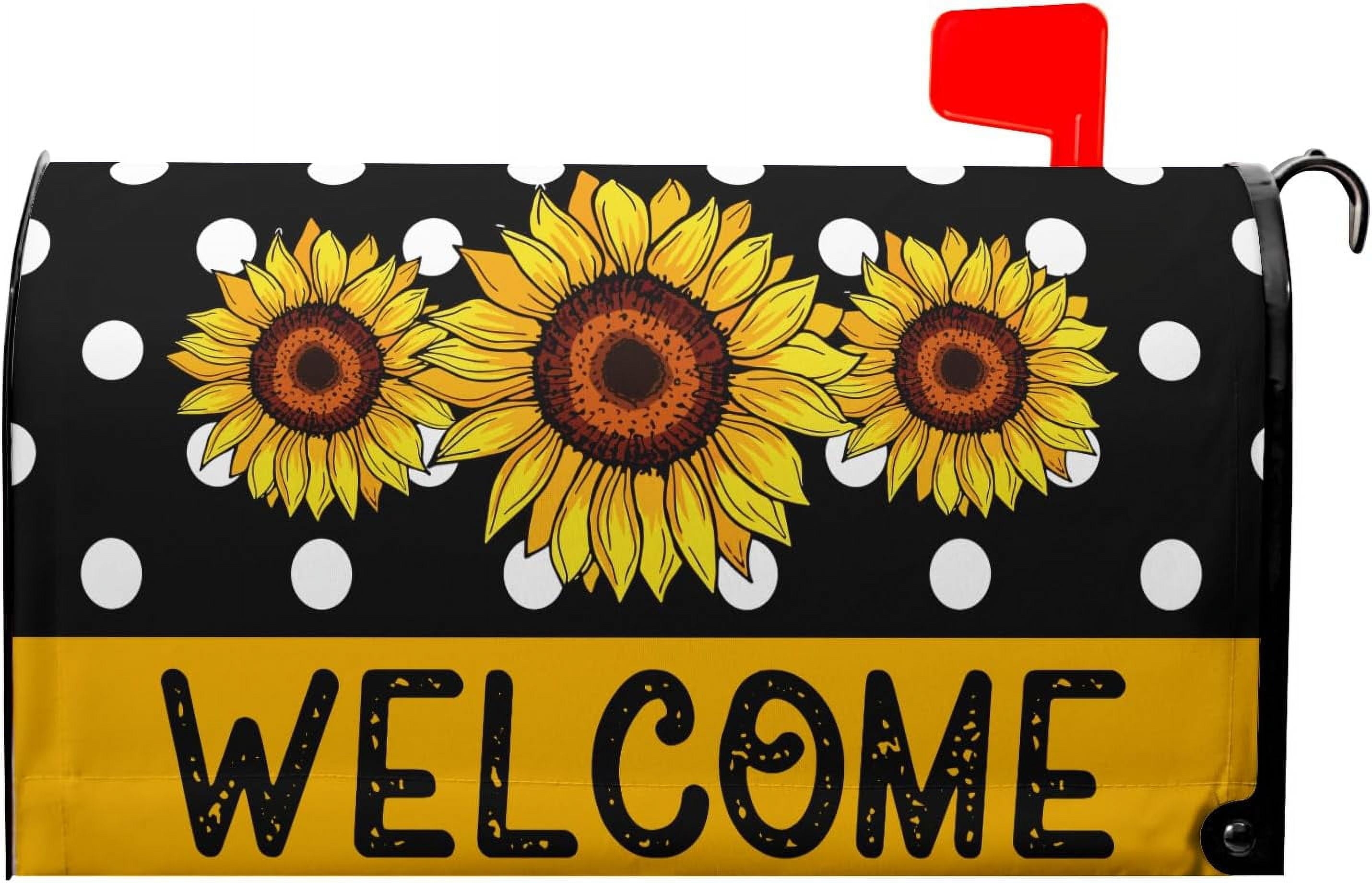 Spring/Summer Welcome Sunflower Mailbox Covers Magnetic Floral Black ...