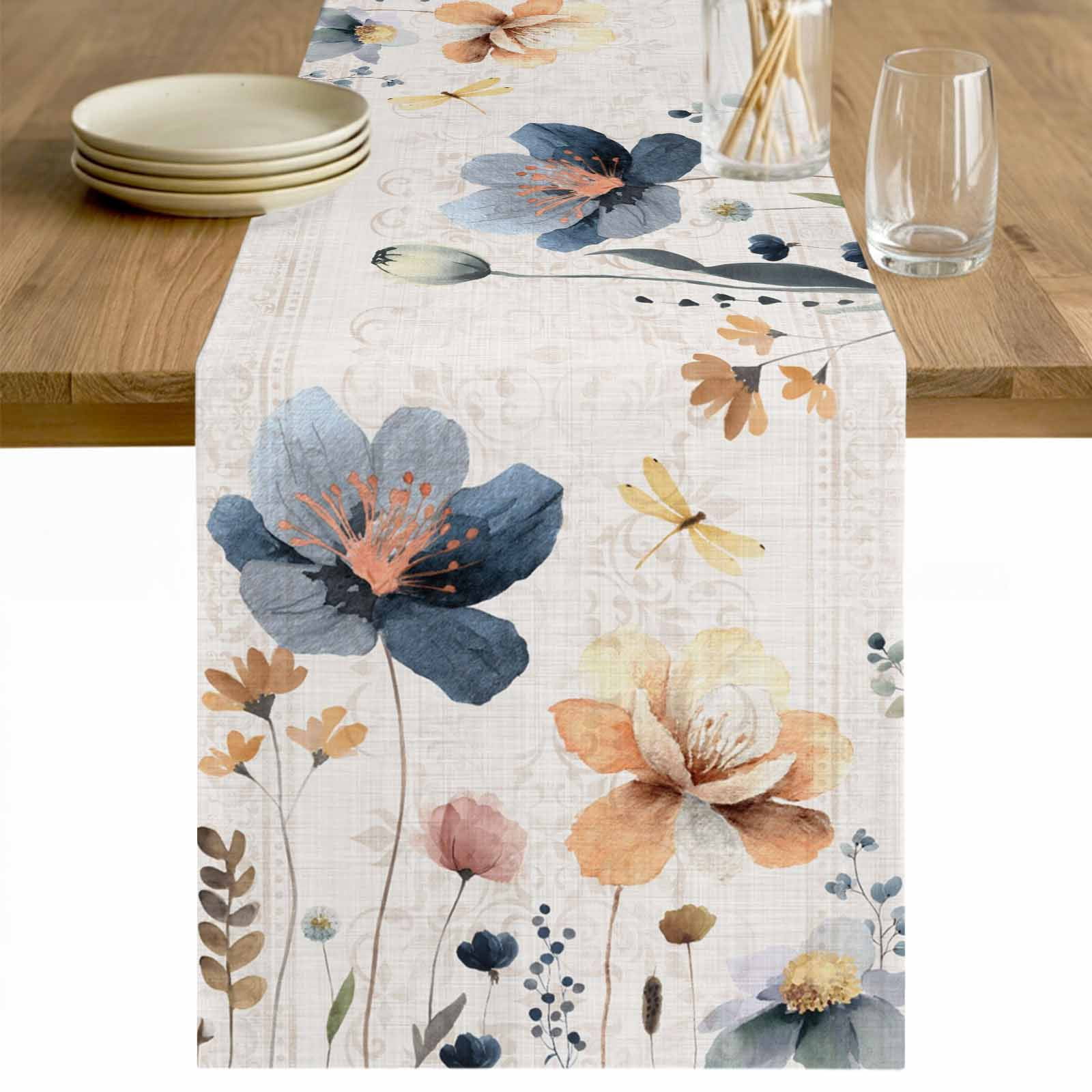 Spring Summer Wildflowers Table Runner - 36 Inch Long Farmhouse Retro ...