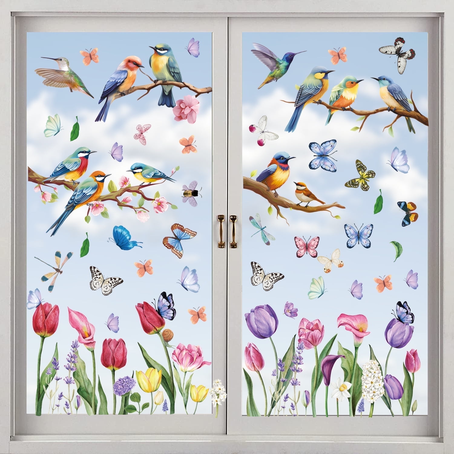 Spring Summer Window Clings - 76 PCS of Butterfly, Tree Branch ...