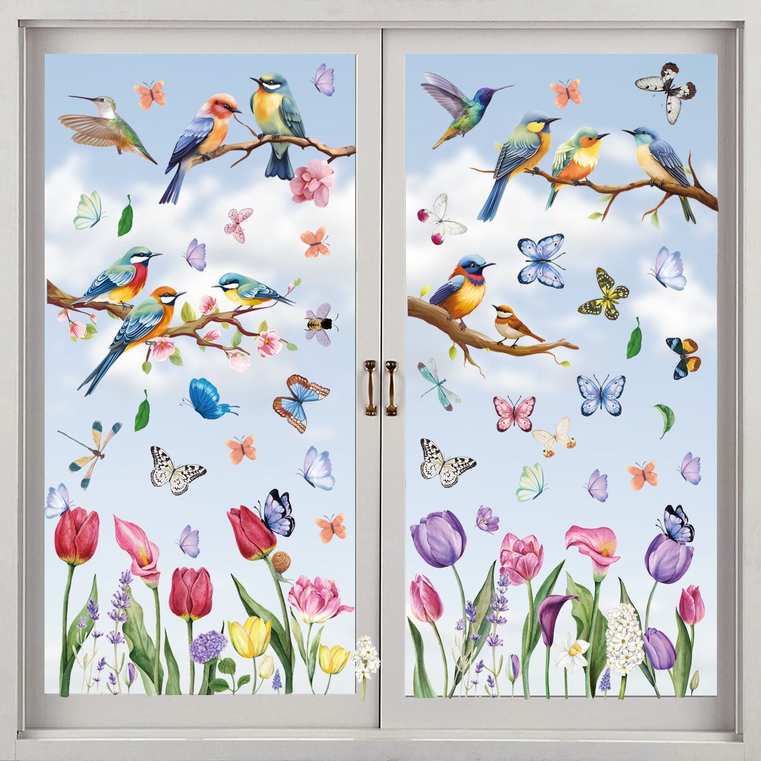 Spring Summer Window Clings - 76 PCS of Butterfly, Tree Branch ...