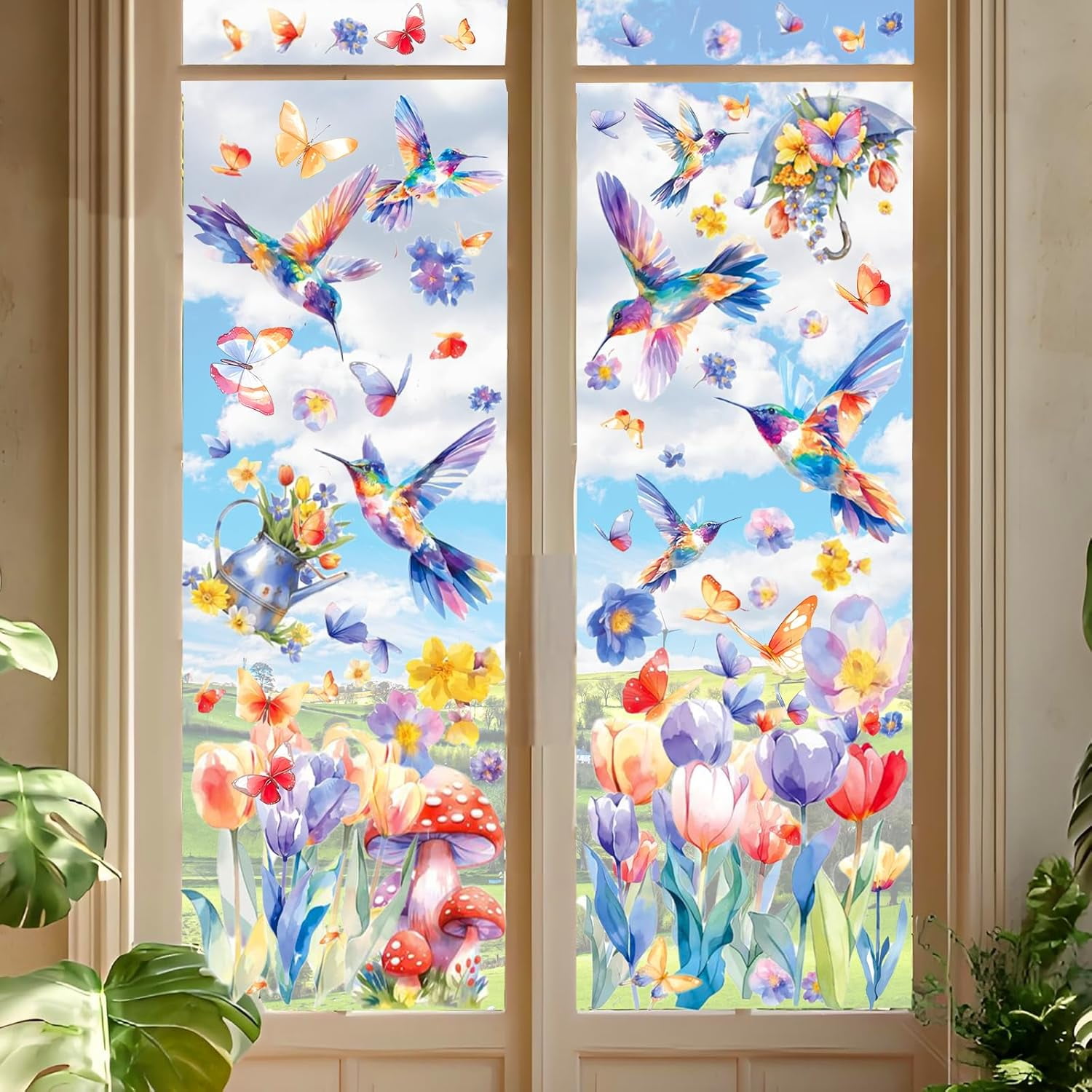 Spring Summer Window Clings, 9 Sheets 116 PCS Colorful Butterfly ...