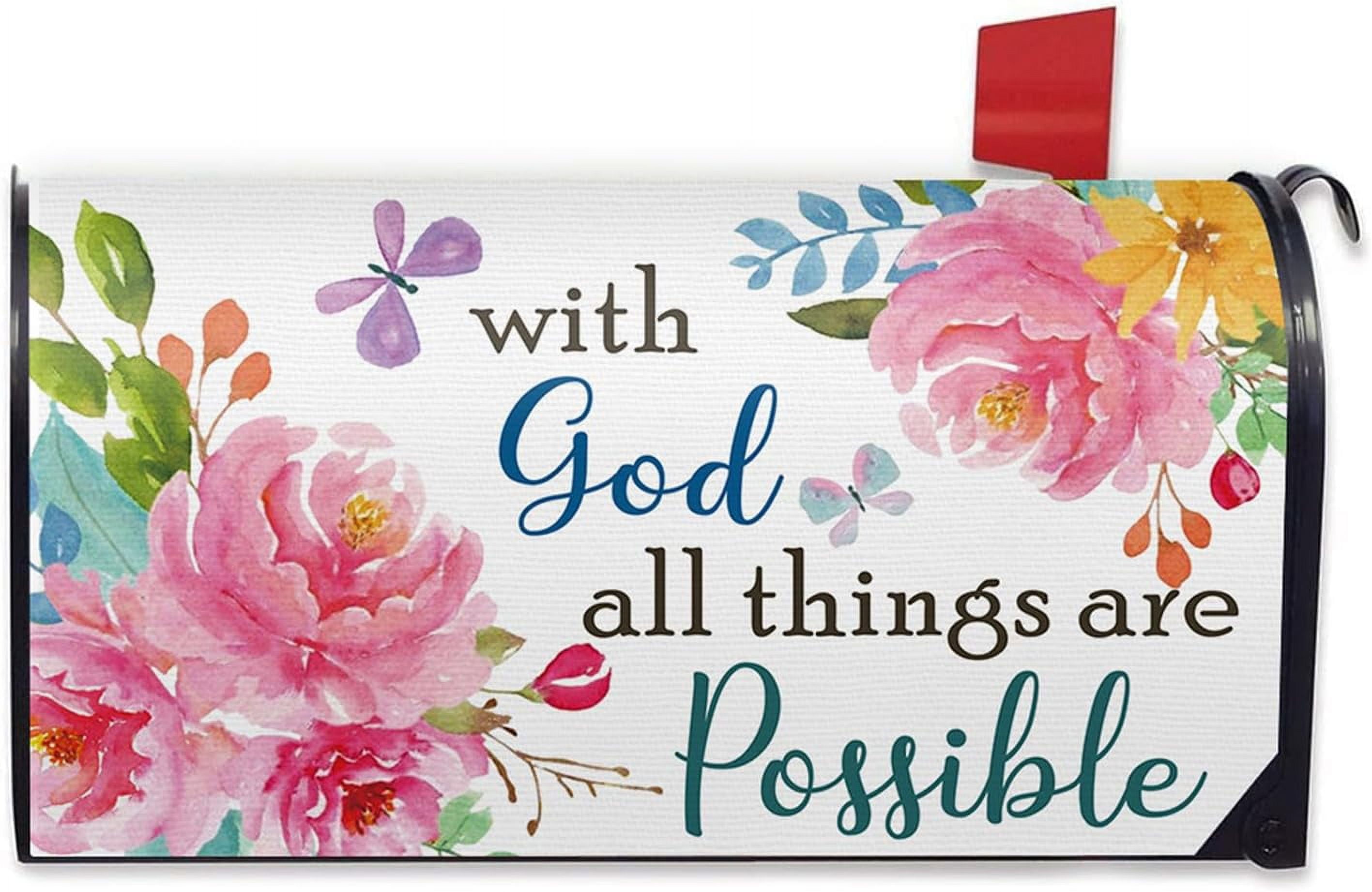 Spring Summer "With God All Things Are Possible" Magnetic Mailbox Cover ...