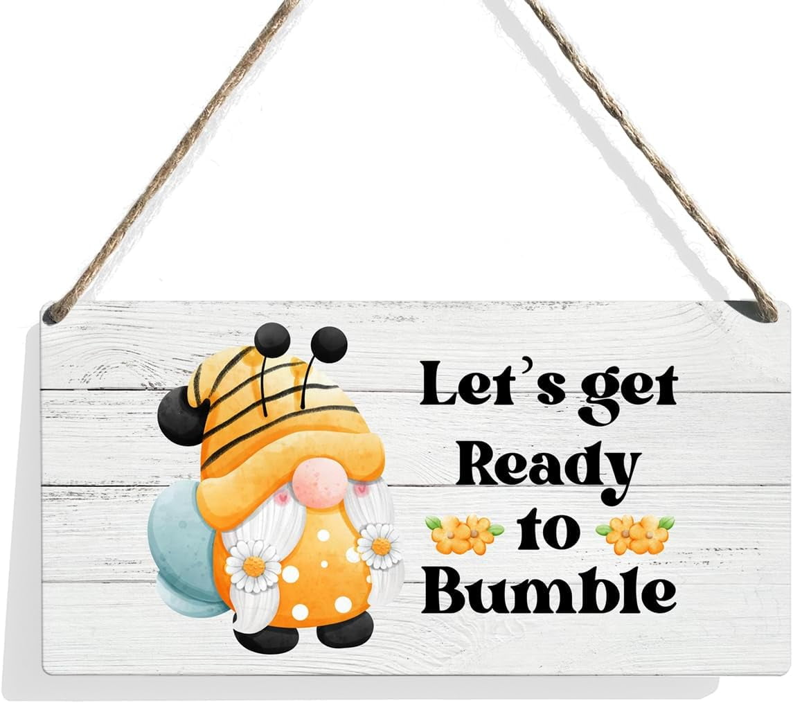Spring Summer Wooden Rustic Signs Home Wall Decor, Country Bumble Gnome ...