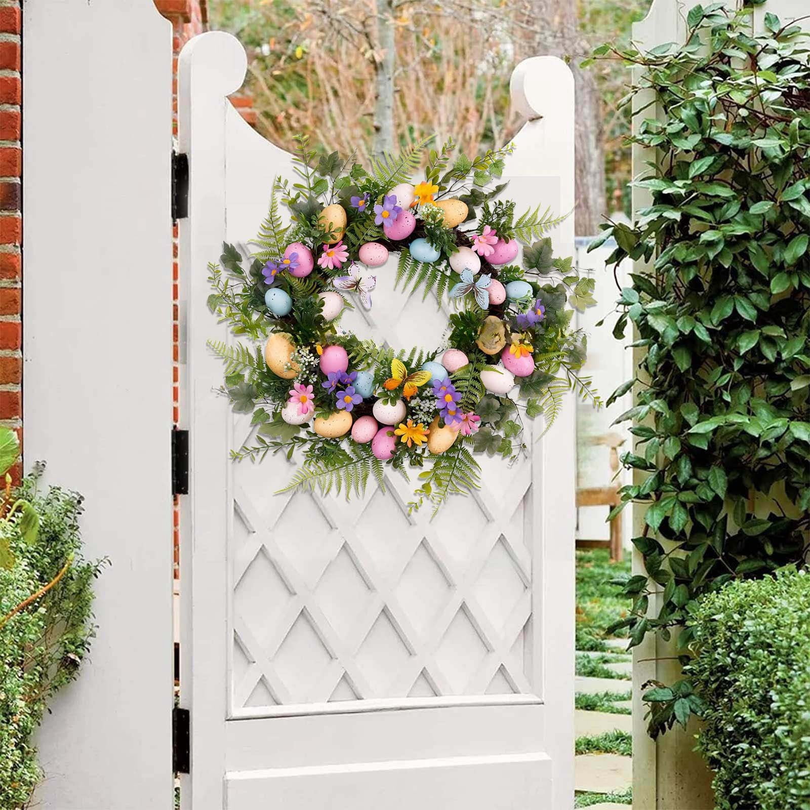 Spring Summer Wreath Fake Silk Floral Wreath with Green Eucalyptus ...