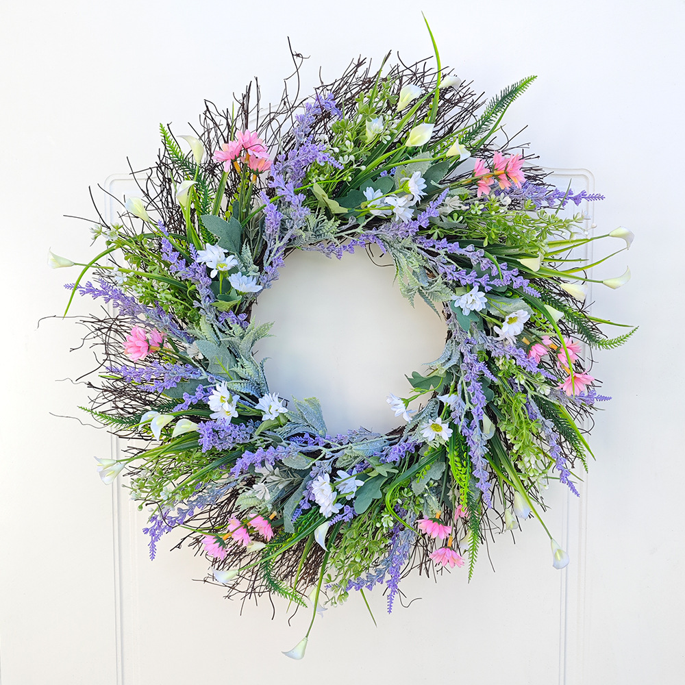 Spring Summer Wreath Wildflowers Artificial Fake Flowers Spring Summer ...