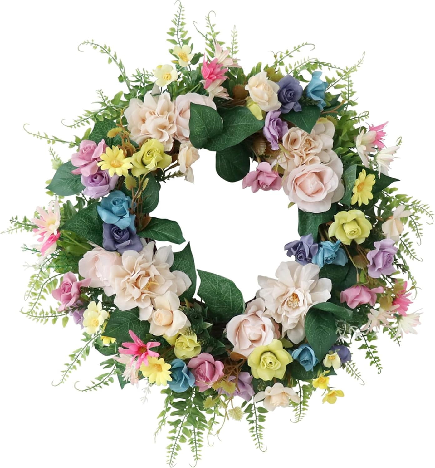 Spring Summer Wreaths for Front Door 18 Inch Artificial Floral Wreaths ...