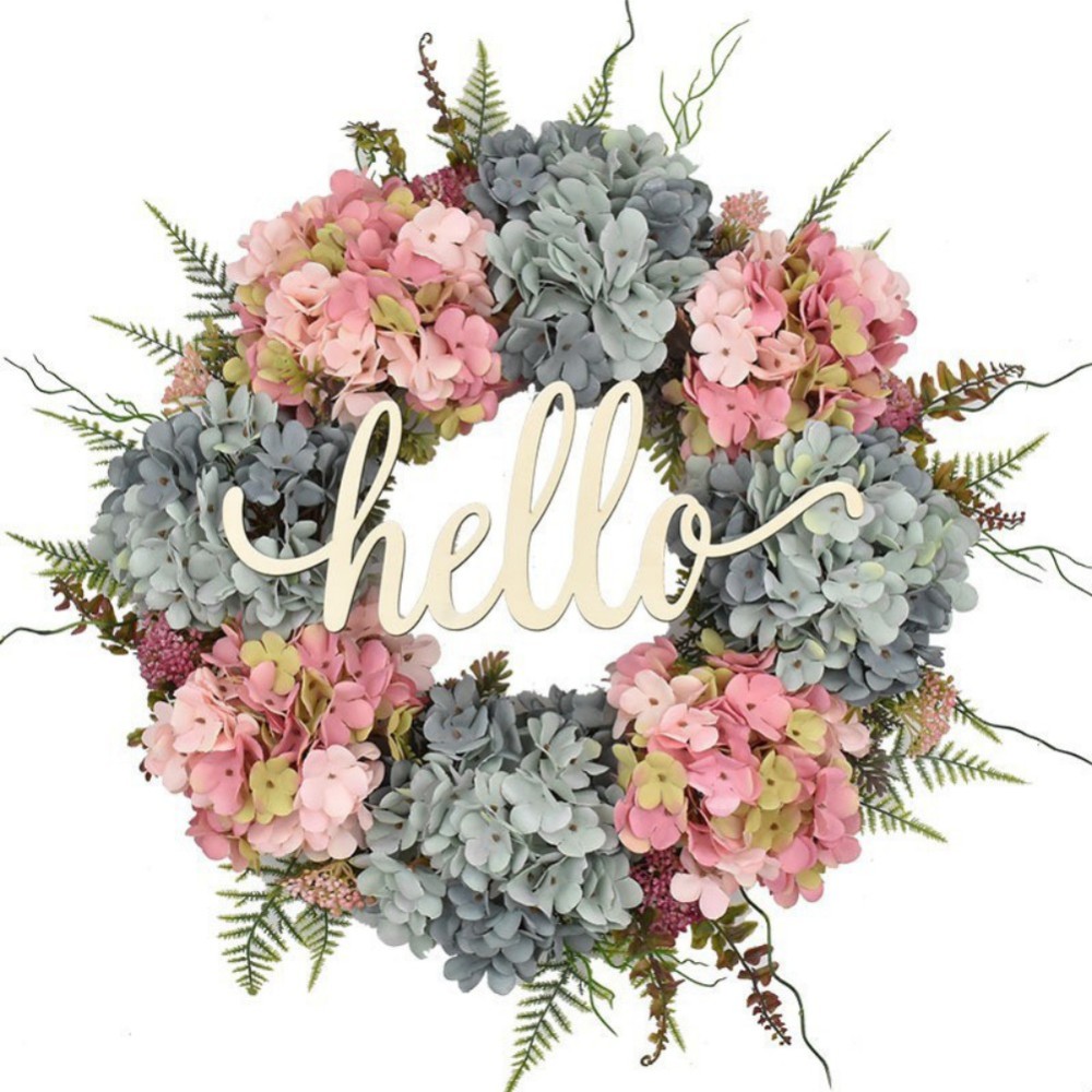 Spring Summer Wreaths for Front Door,18 Inch Green Hydrangea Wreath ...