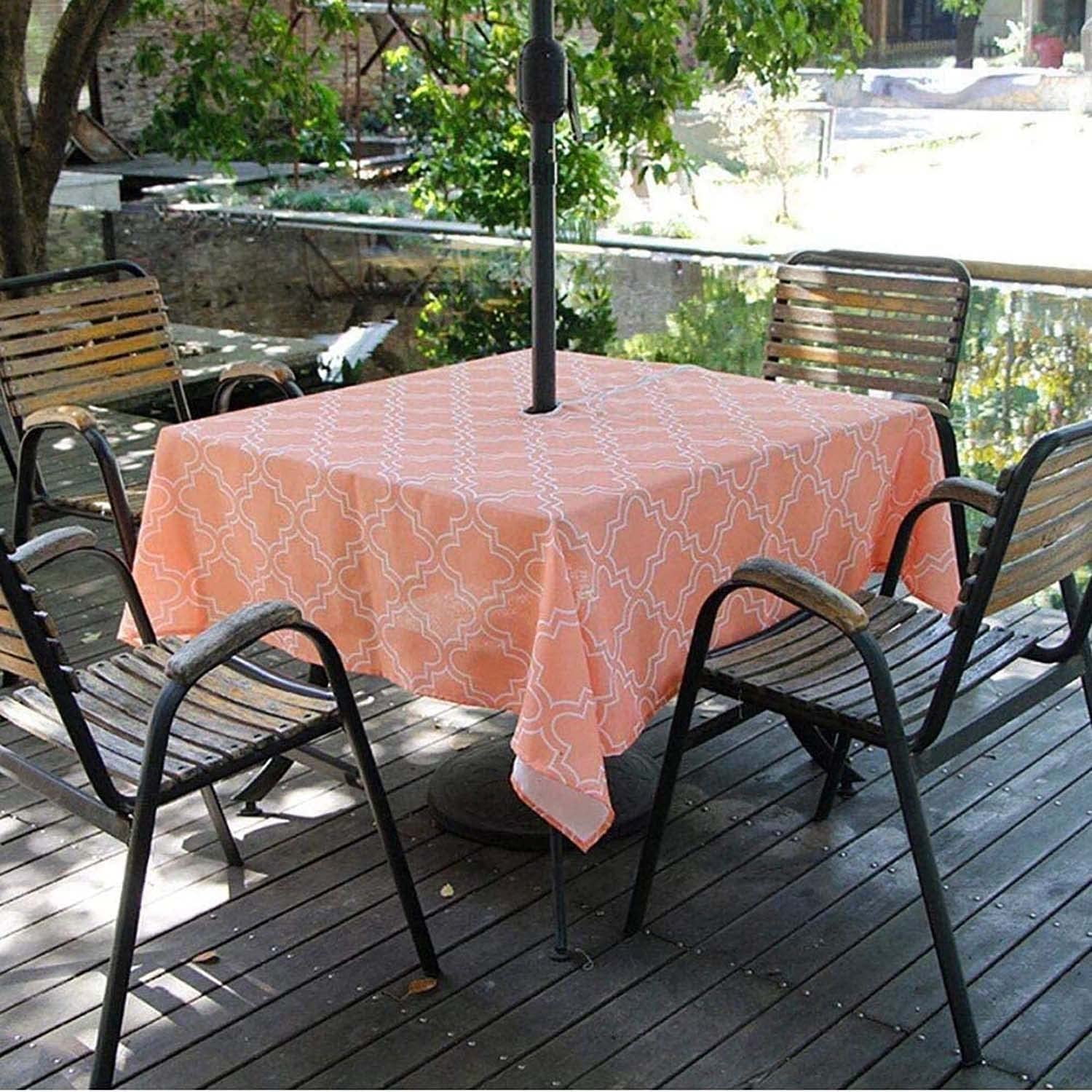 Spring/Summer Wrinkle-Free Waterproof Outdoor Tablecloth with Umbrella ...