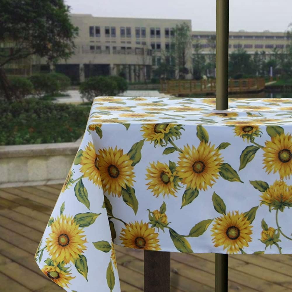 Spring/Summer Wrinkle-Free Waterproof Outdoor Tablecloth with Umbrella ...